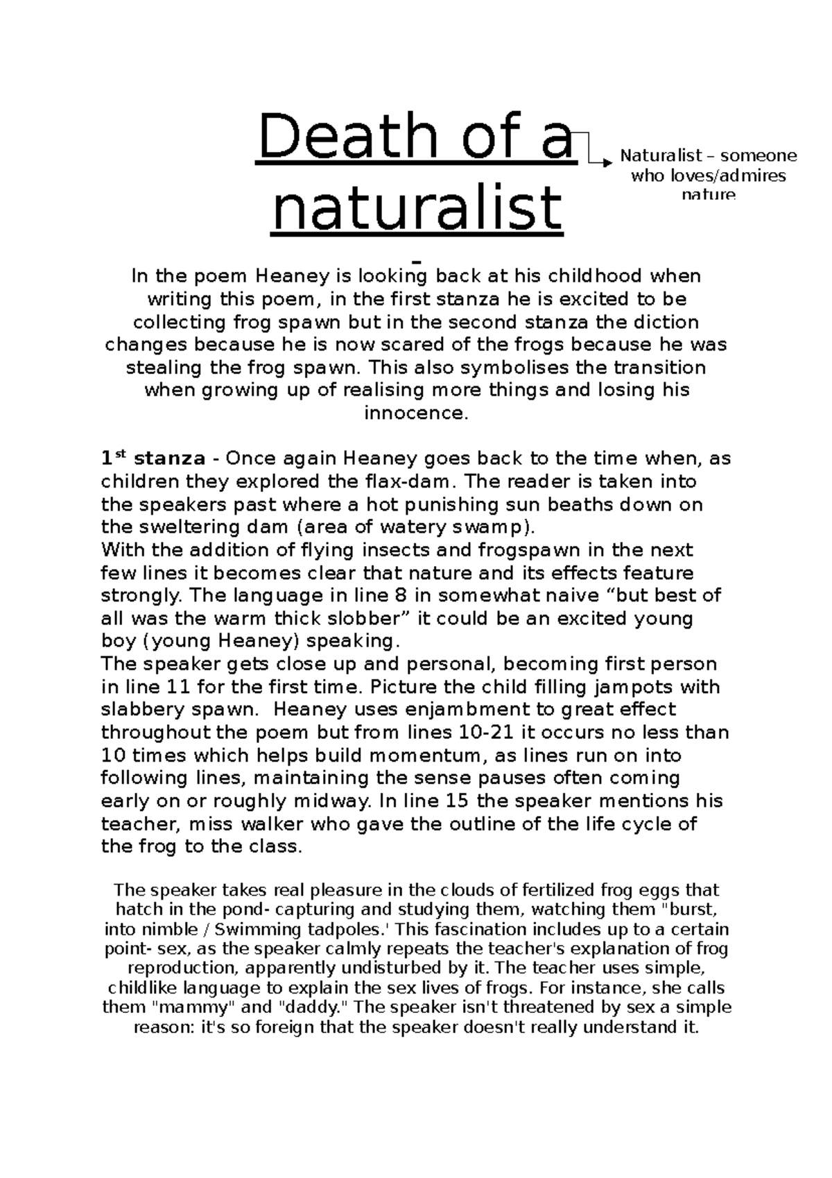 Death OF A Naturalist - fdsjkbcvidsafkbuviksel - Death of a naturalist ...