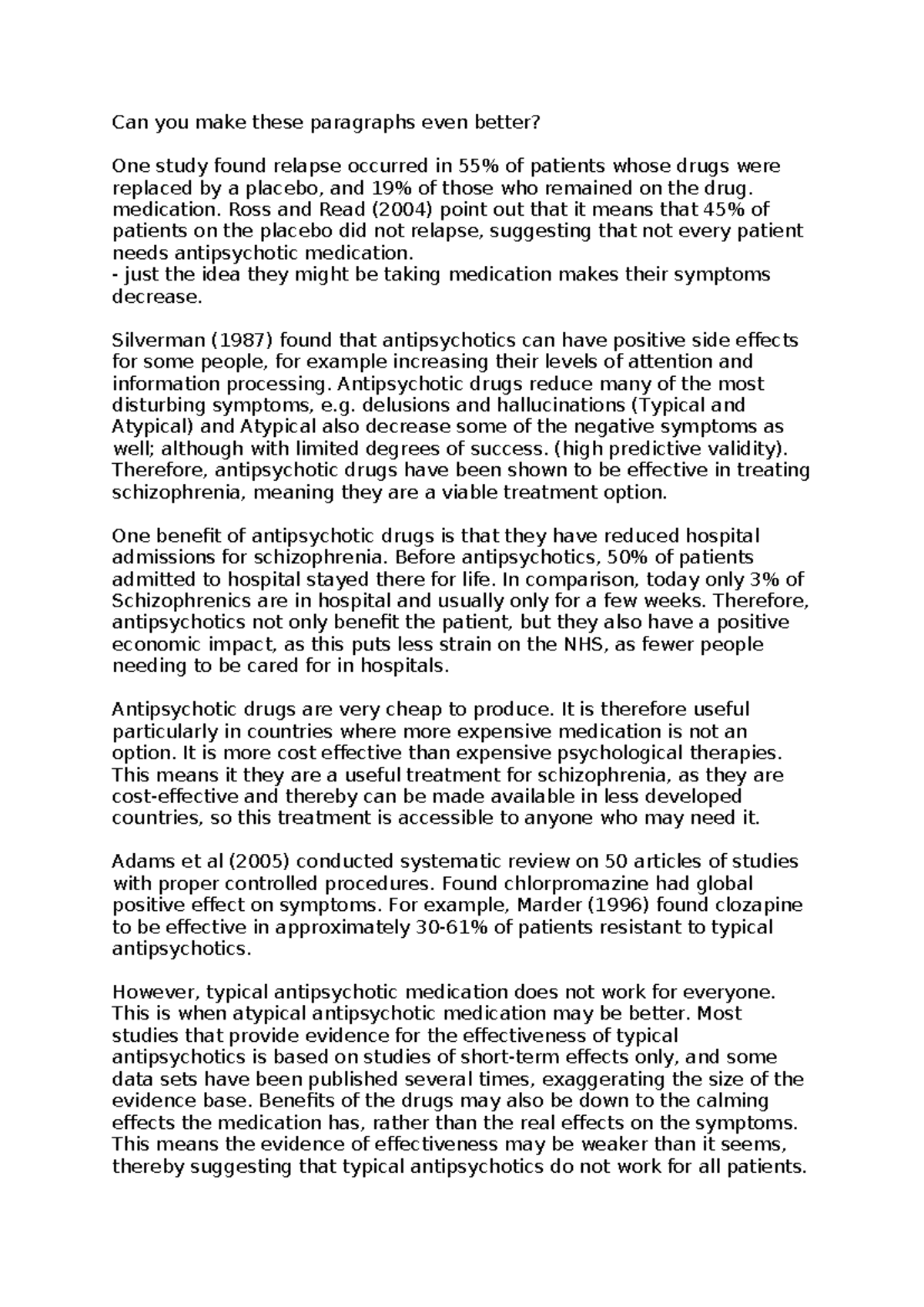 Improve the paragraphs psych - Can you make these paragraphs even ...