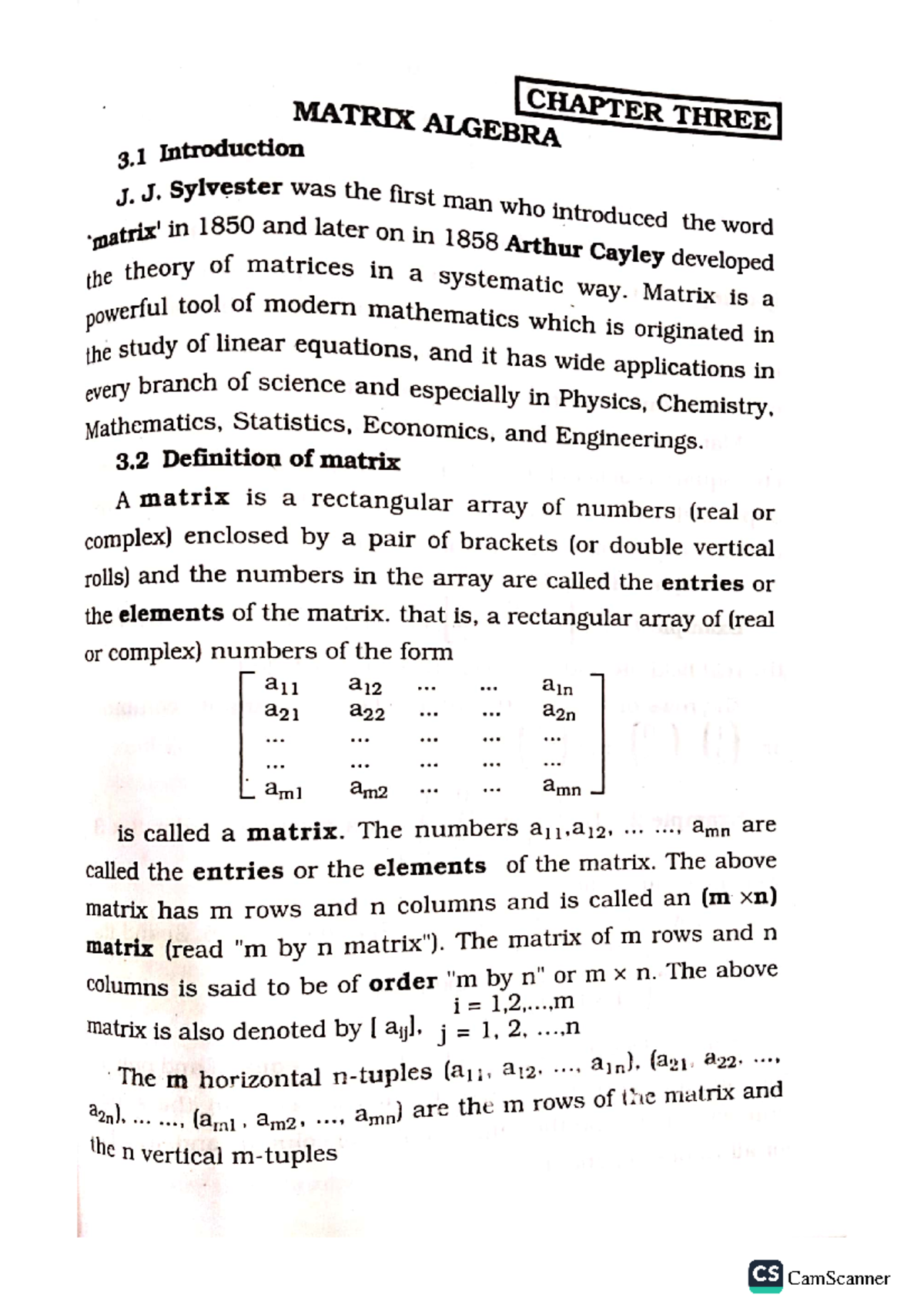 Matrix - Mathematics-1 - Studocu