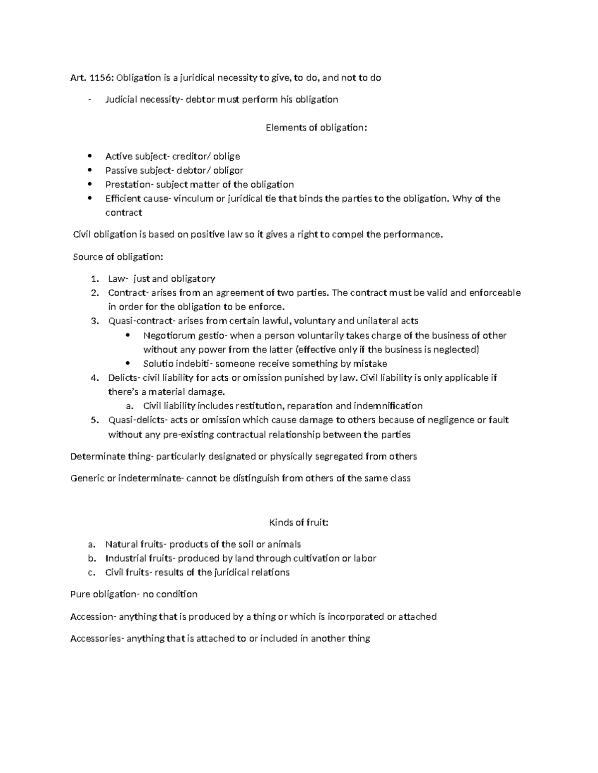Law reviwer - obligation and contract definition - Art. 1156 ...