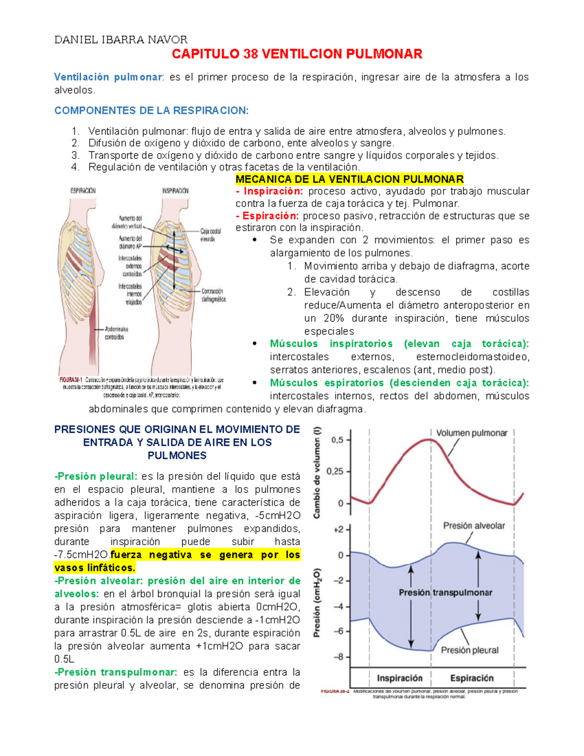 Capitulo 38 Ventilación Pulmonar y mecánica pulmonar - CAPITULO 38 VENTILCION PULMONAR ...