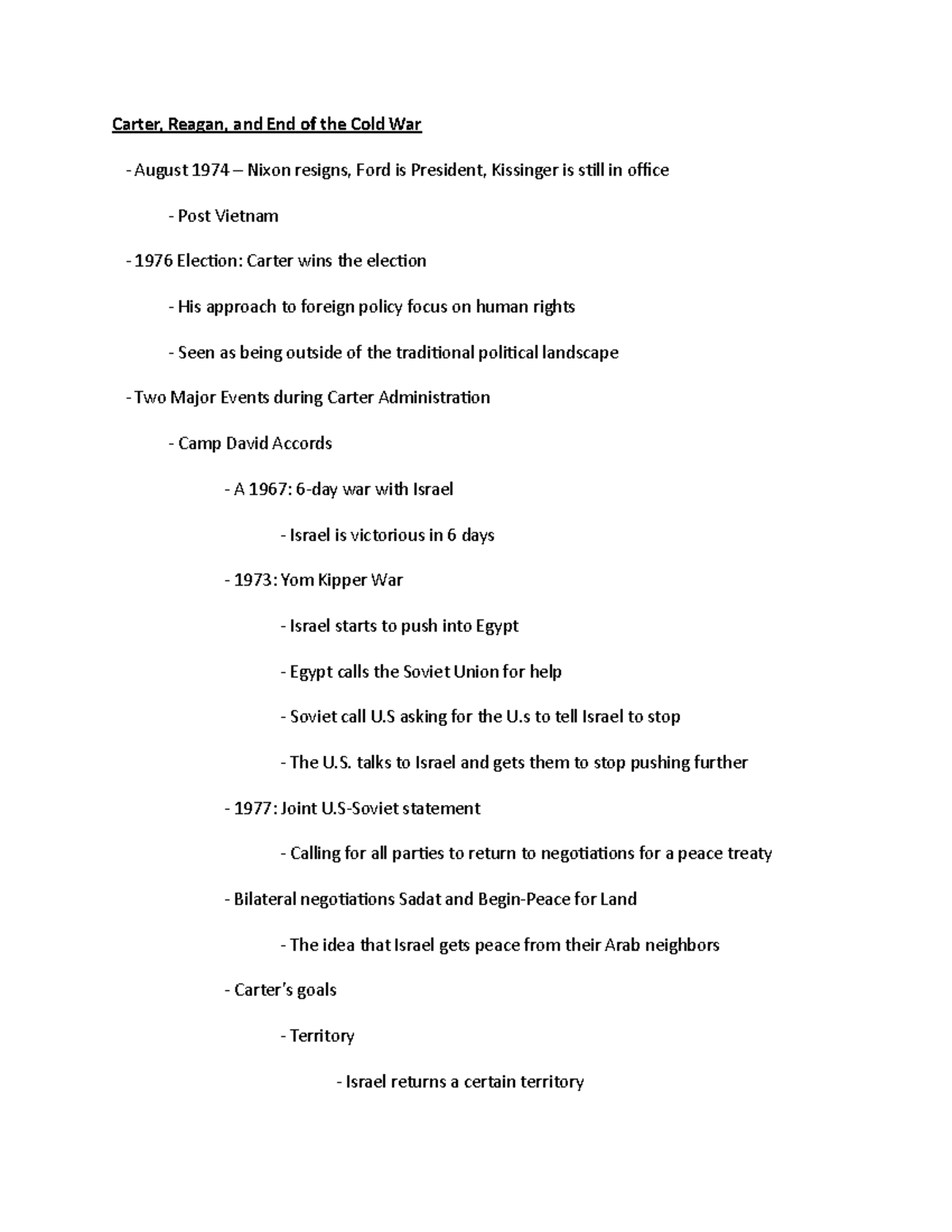 Module 5 - Lecture Notes - Carter, Reagan, and End of the Cold War ...