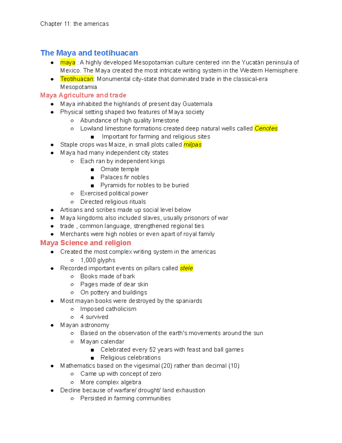 Chapter 11 - Chapter 11: the americas The Maya and teotihuacan maya : A ...