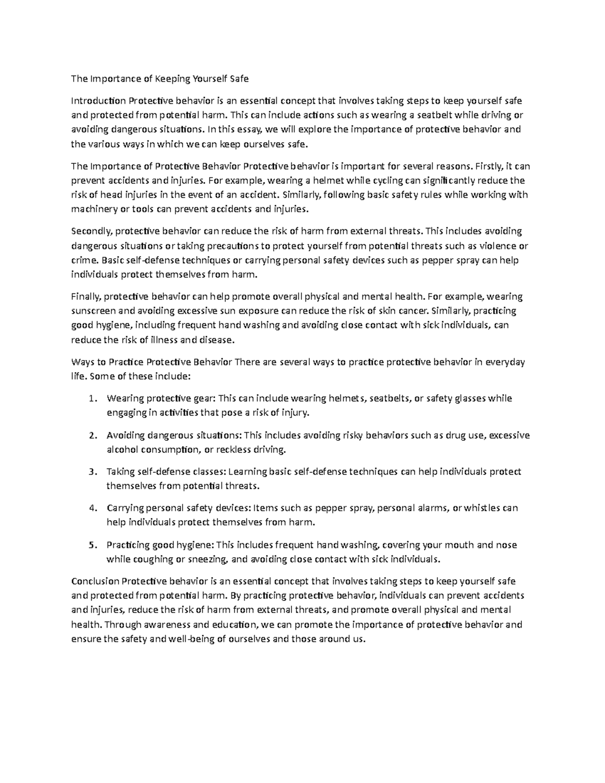 The Importance of Keeping Yourself Safe - The Importance of Keeping ...