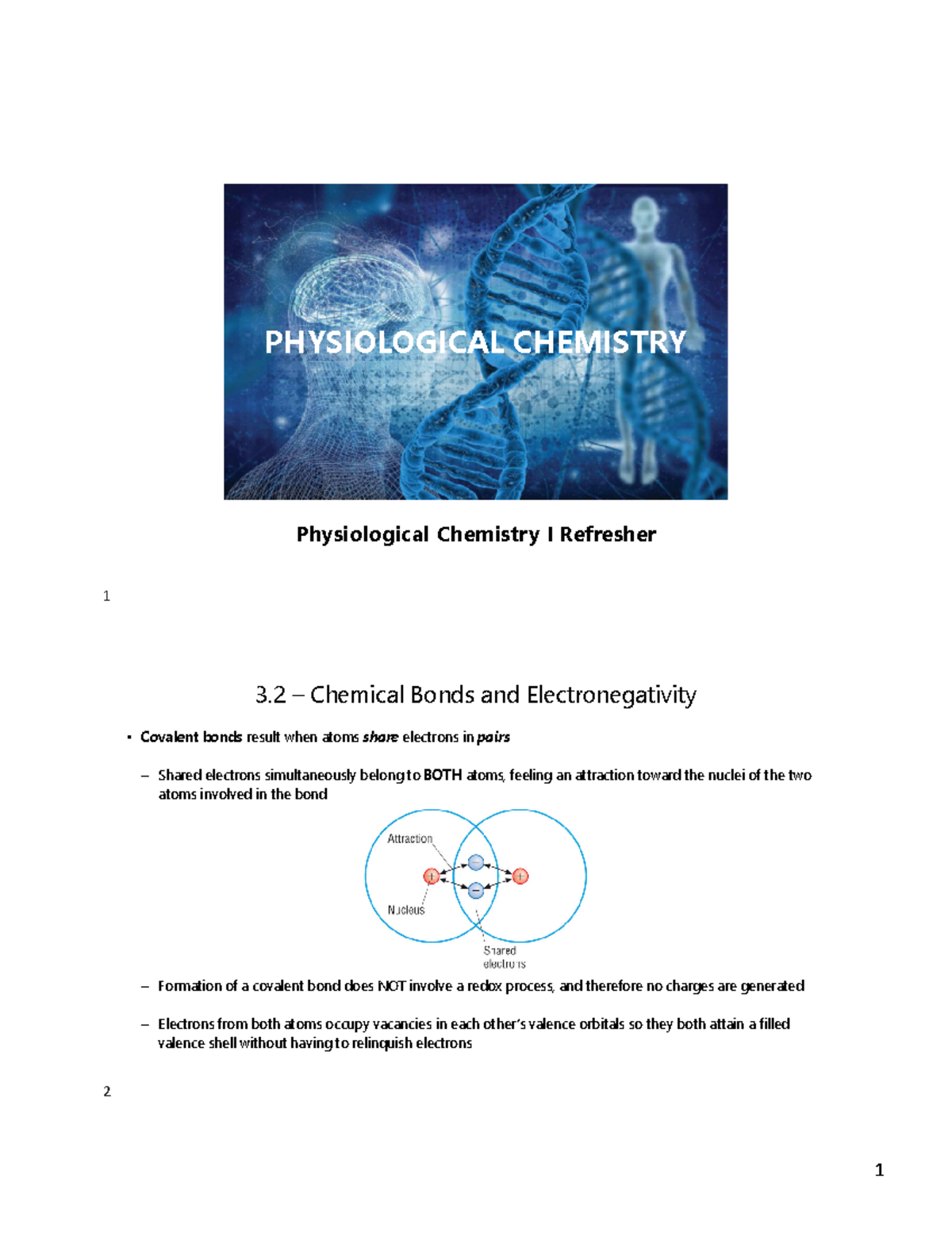 PhyChem 1 Refresher - Physiological Chemistry I Refresher PHYSIOLOGICAL ...