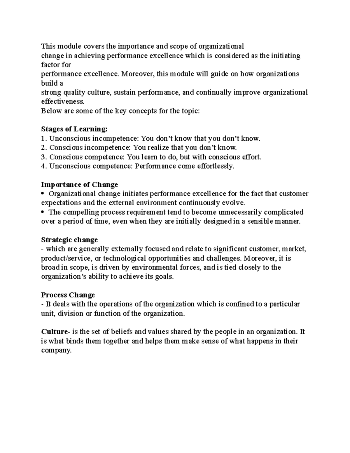 The Importance of Organizational Change LMO - This module covers the ...