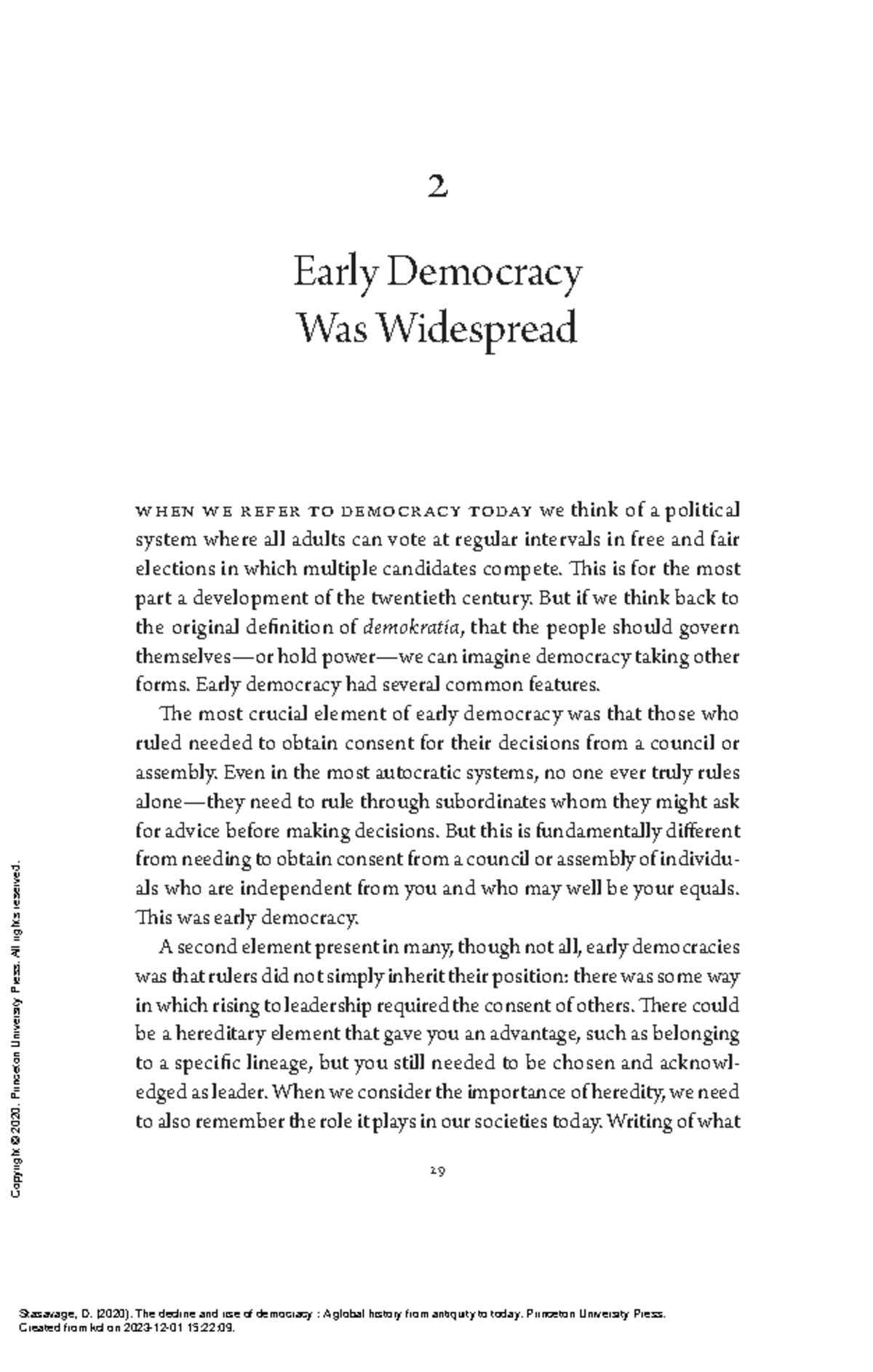 The Decline and Rise of Democracy A Global History - 29 2 Early ...