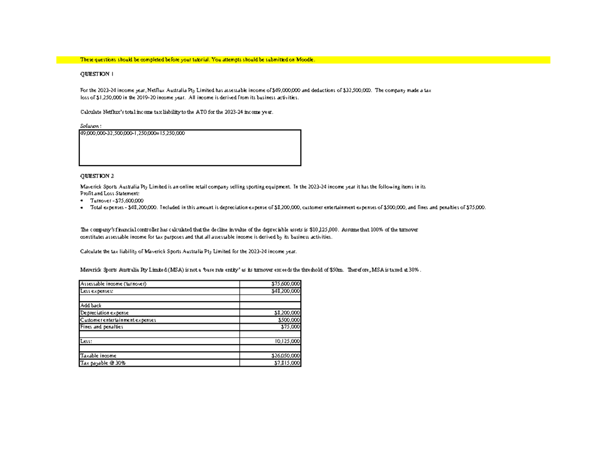 Week 8 tutorial worksheet - These questions should be completed before your tutorial. You ...