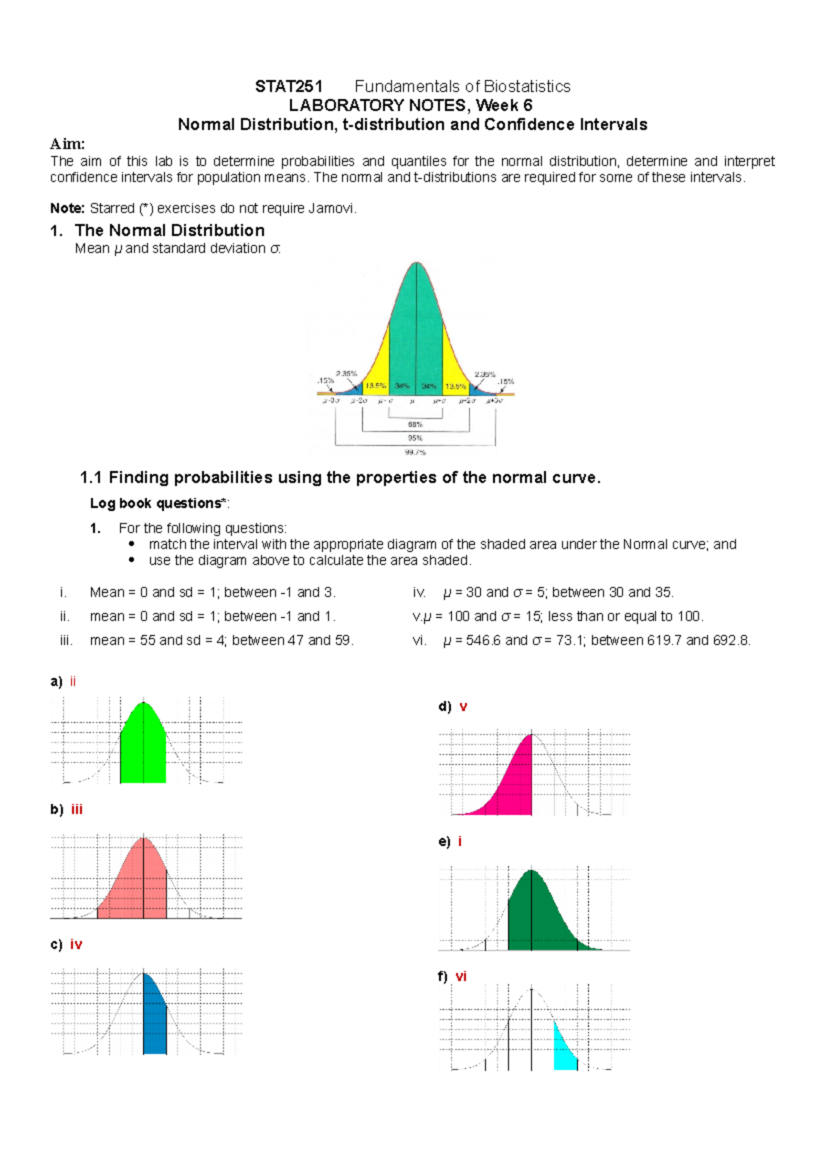 Lab Wk06 2023 - Lab - STAT251 Fundamentals of Biostatistics LABORATORY ...