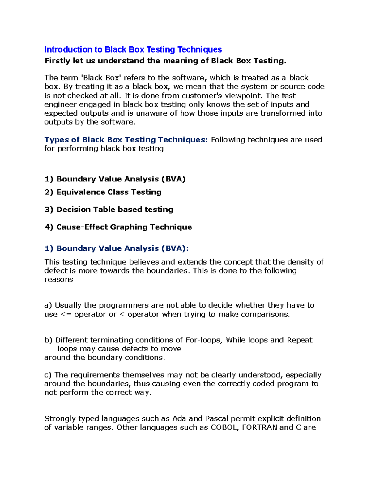Black Box Testing Techniques - Introduction to Black Box Testing ...