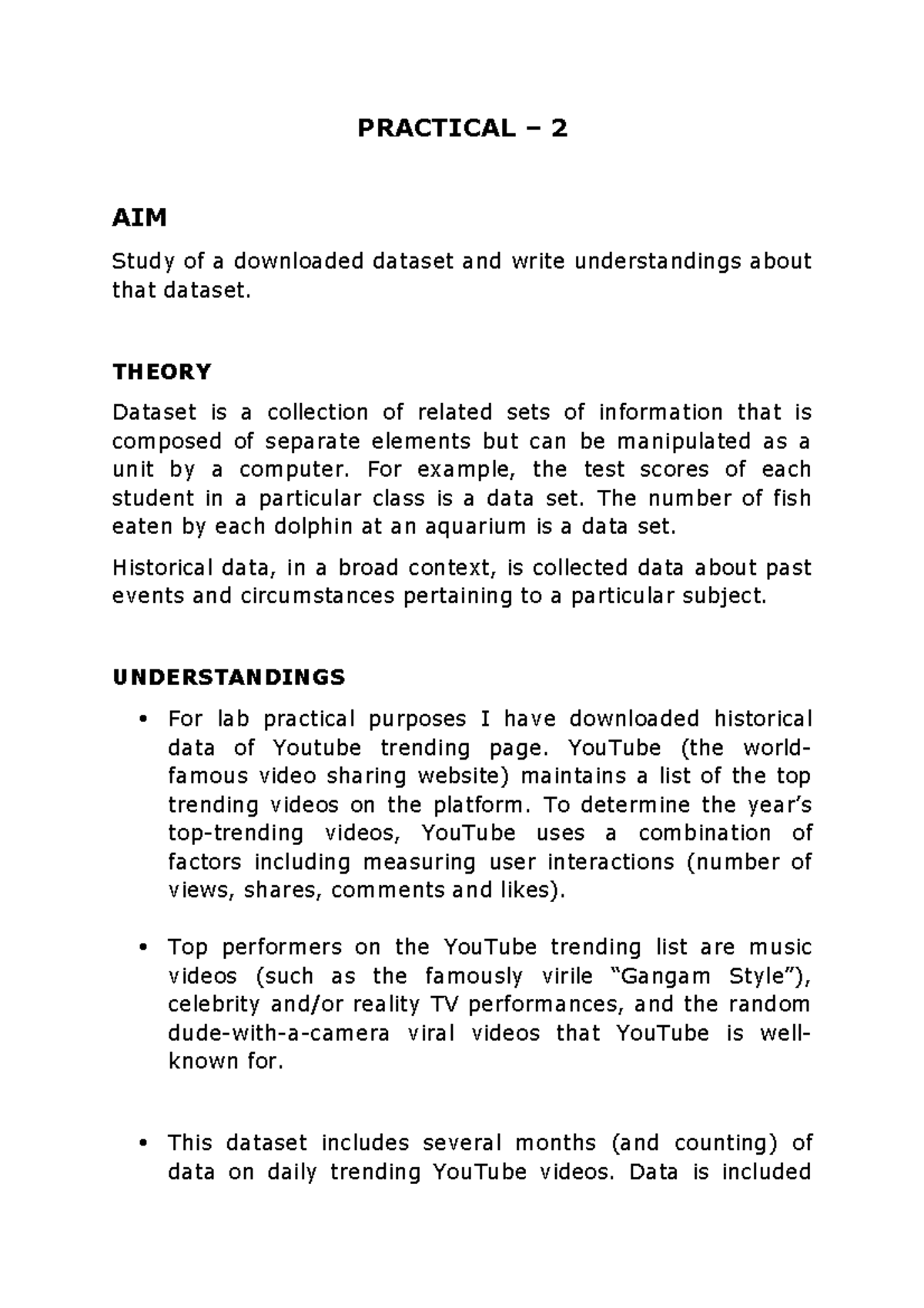 MDA LAB FILE - This is Methods of Data Analytics lab file - PRACTICAL – 2 AIM Study of a ...