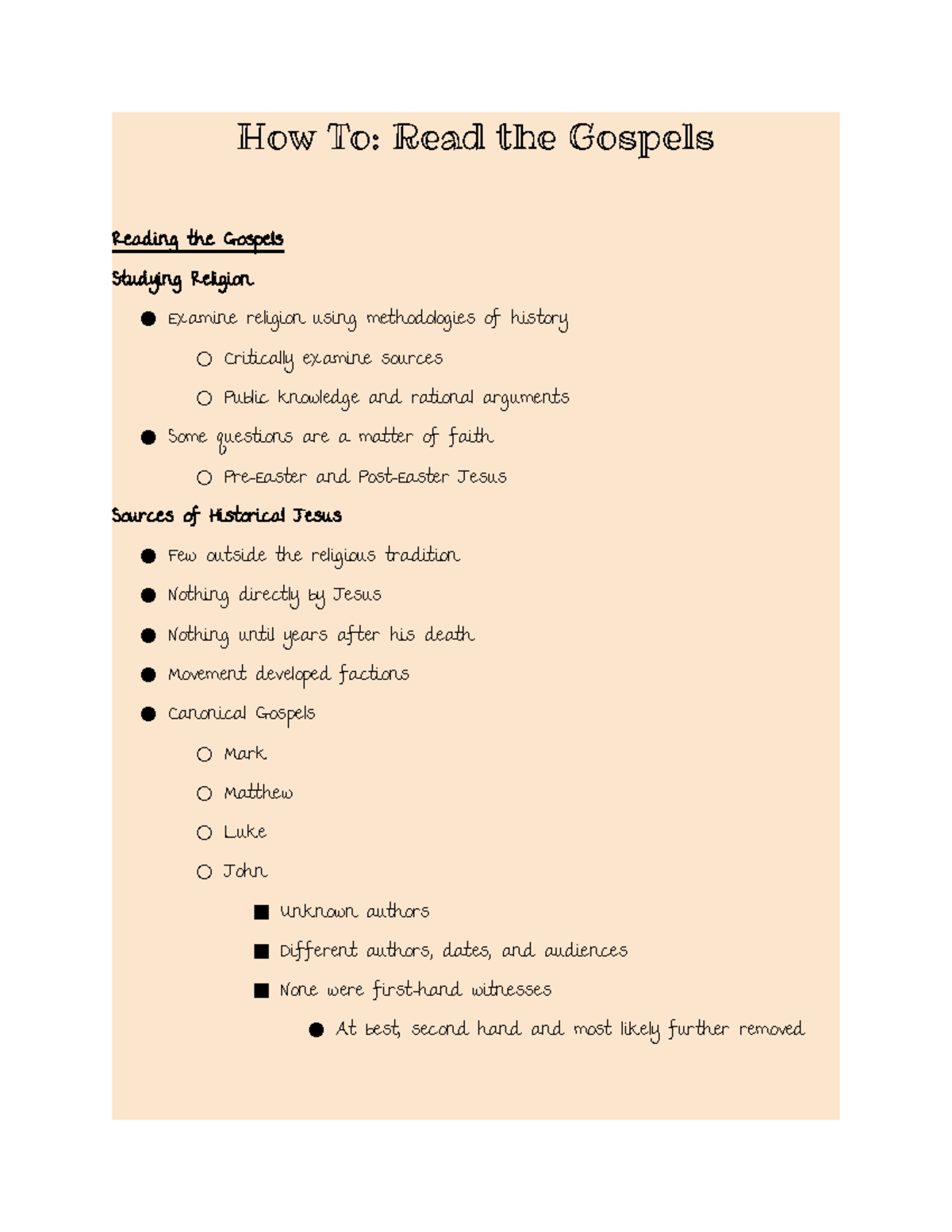 How To Read the Gospels - Lecture Notes - How To: Read the Gospels ...