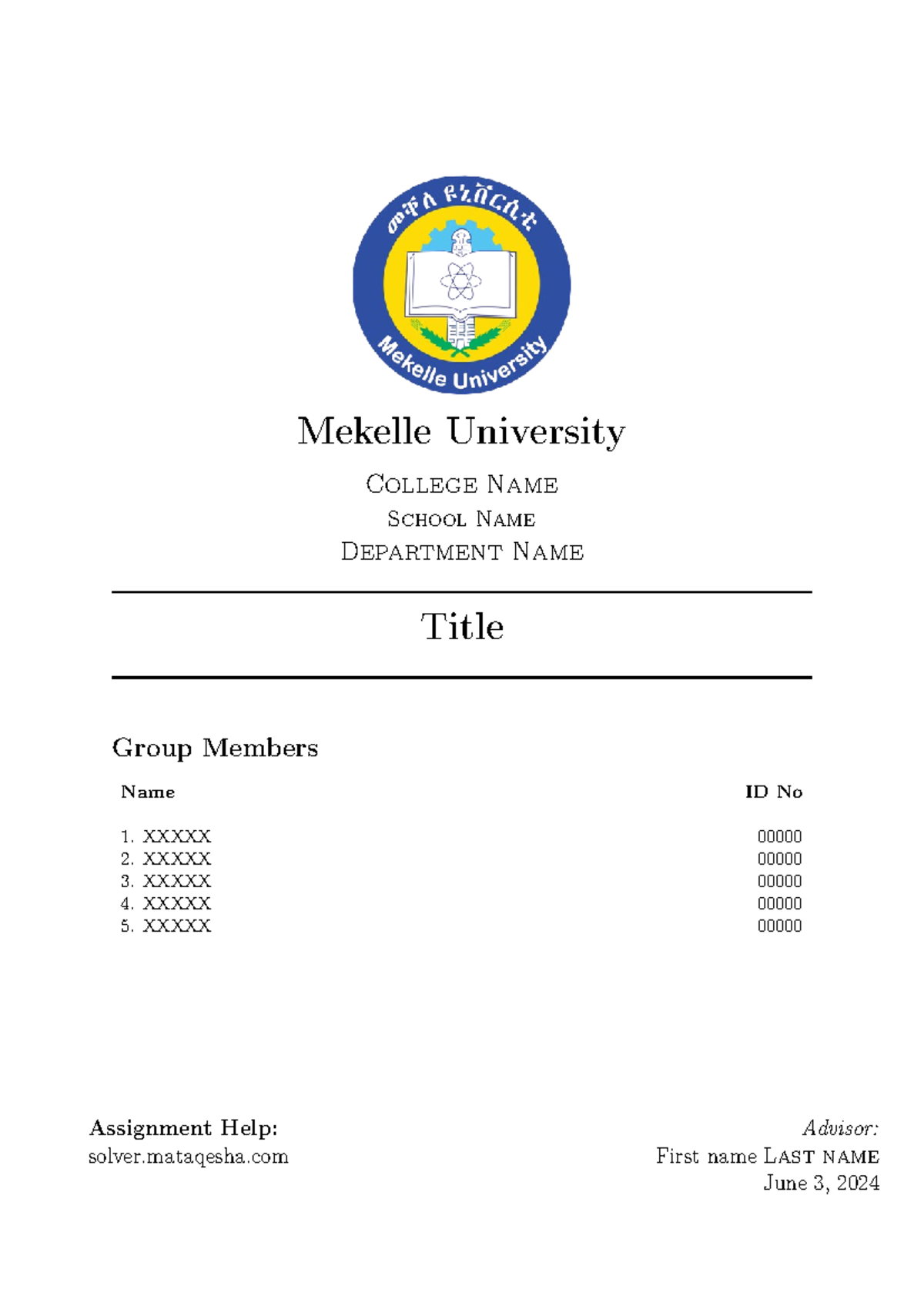 MU cover template - Computer Graphics - Mekelle University College Name ...