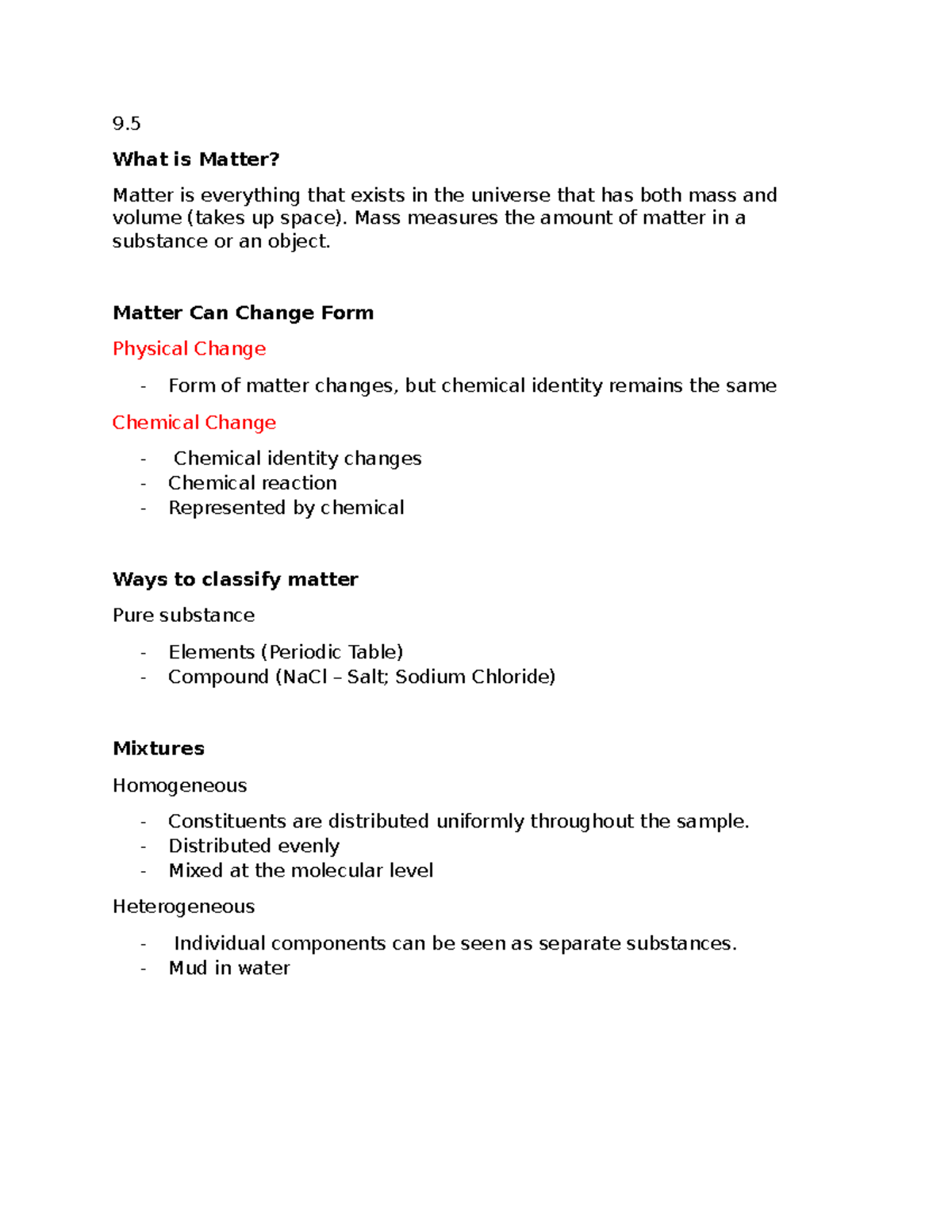 9.5 - 9.7 Chem Basics - What is matter? What is the Law of Conservation ...
