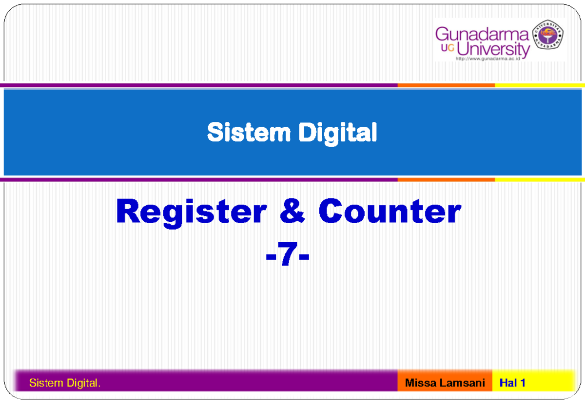 Register and Counter 1 - Register & Counter -7- Sistem Digital Register ...