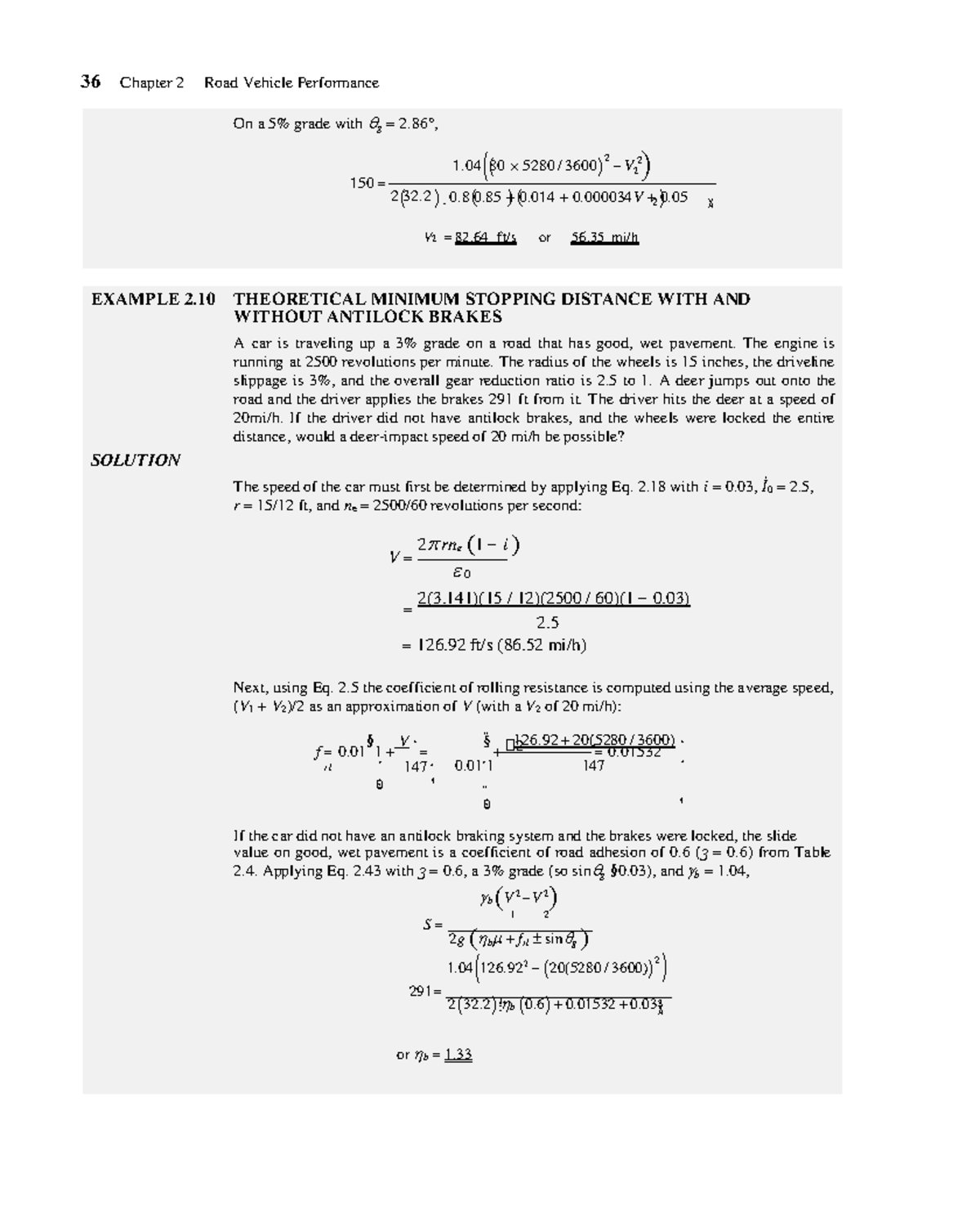 Lecture Notes HETA 4 - 36 Chapter 2 Road Vehicle Performance EXAMPLE 2 ...