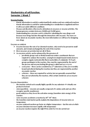 Biochemistry of cell function - Biochemistry of cell function Protein ...