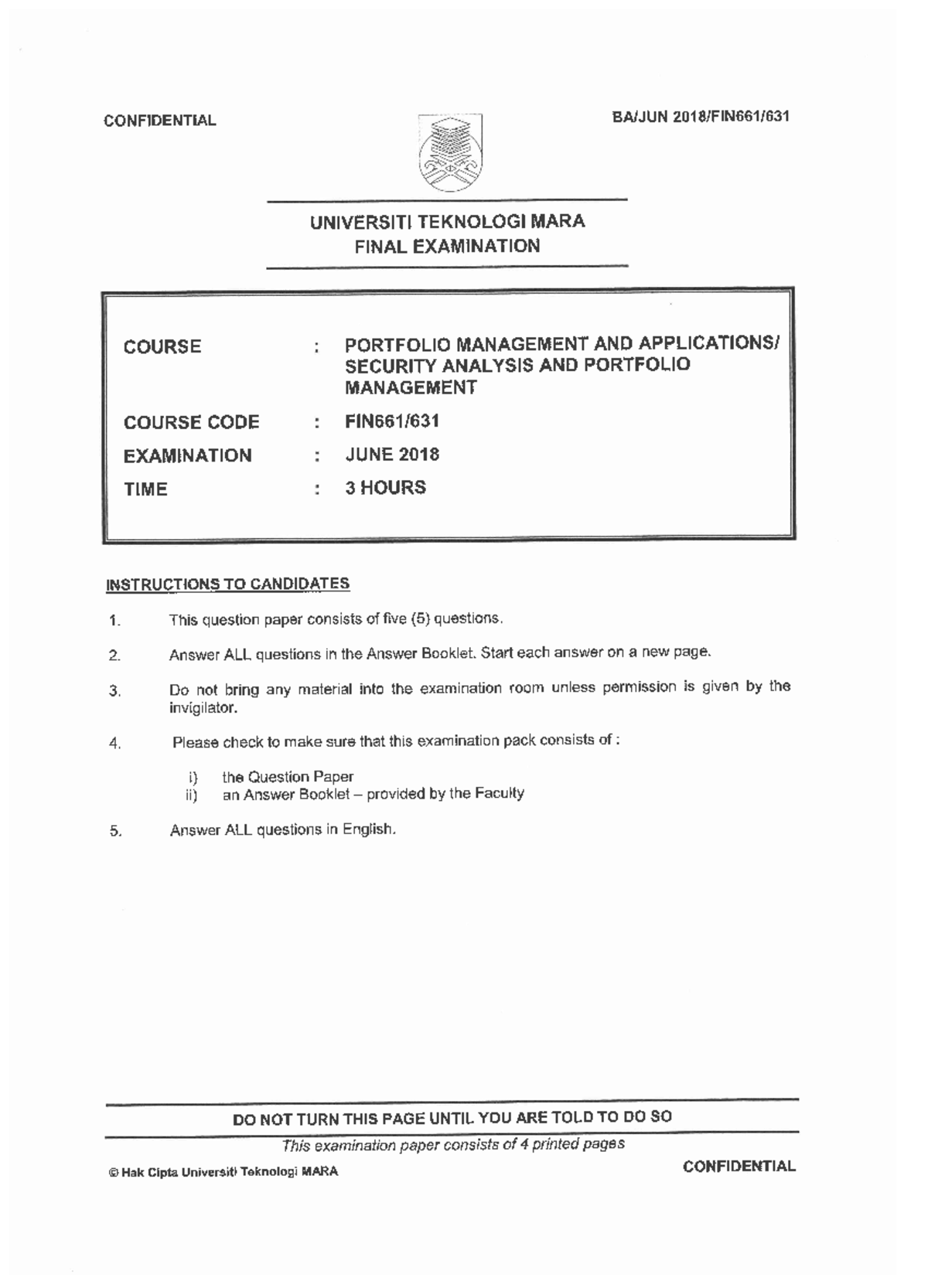 FIN552 JUN 2018 - International financial management - Studocu