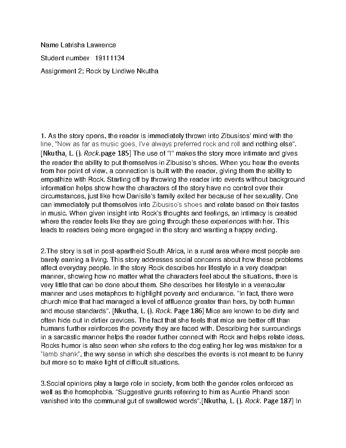 Assessment 2 eng 1502 - Name Latrisha Lawrence Student number 19111134 ...