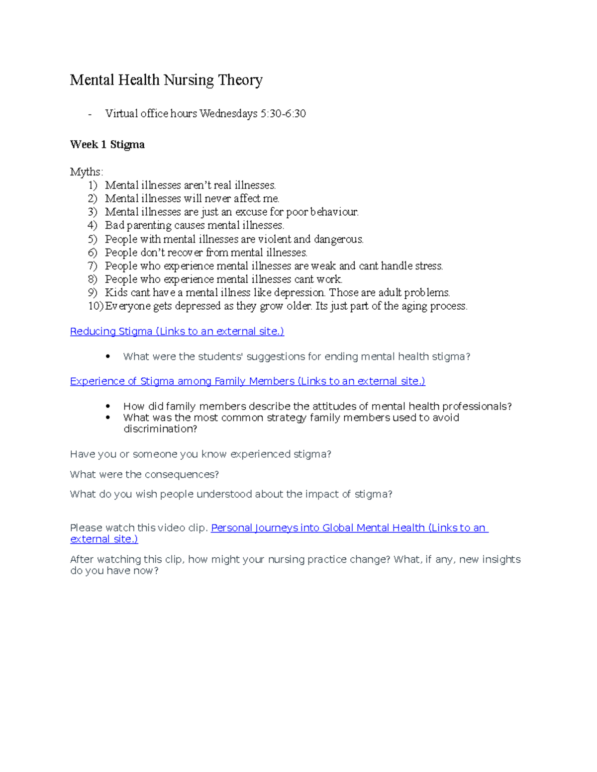 Mental health theory 1 - Mental Health Nursing Theory Virtual office ...