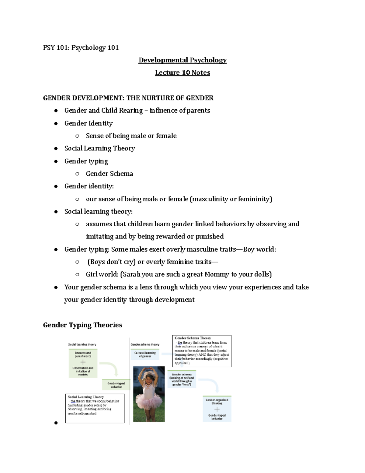 PSY 101 Developmental Psychology Unit Notes Lecture 10 - Spring 2020 ...