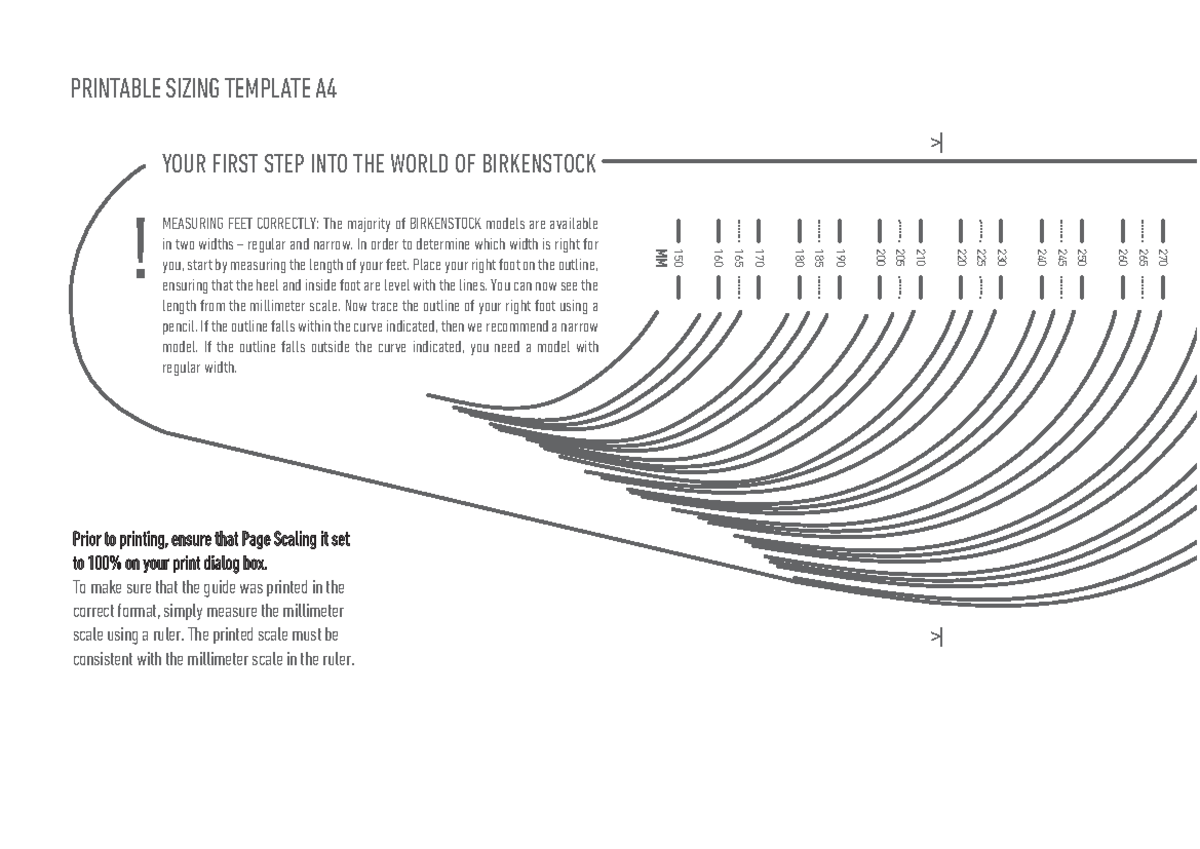Measurement Template US A4 - > > PRINTABLE SIZING TEMPLATE A Prior to ...