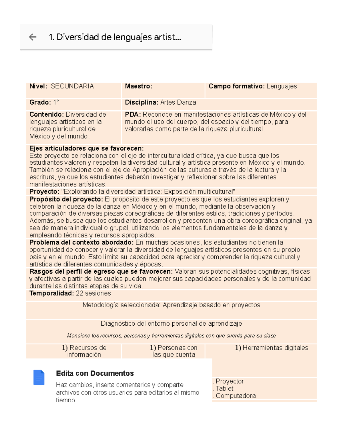 1. Diversidad de lenguajes artísticos en la riqueza pluricultural de ...