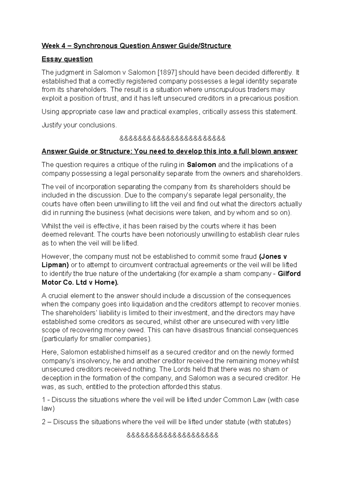 Week 4 - Synchronous Activity Answer Guide VK - Tagged - Week 4 – Synchronous Question Answer ...