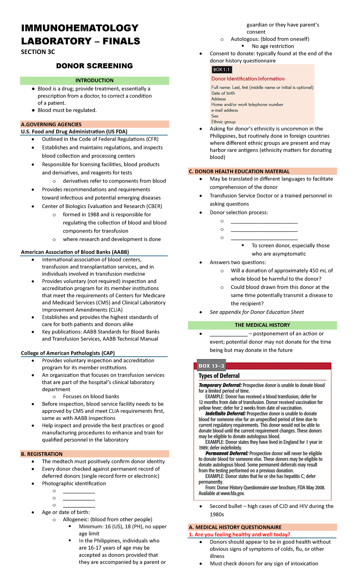 Donor- Screening - pdf file - IMMUNOHEMATOLOGY LABORATORY – FINALS ...
