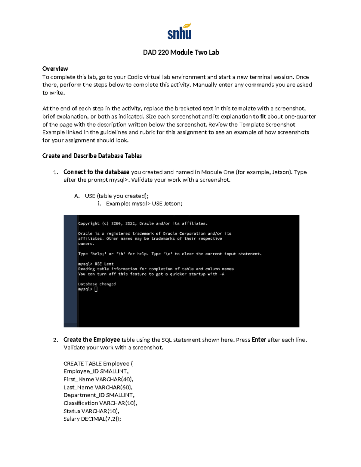 Dad 220 Module Two Lab Lent Dad 220 Module Two Lab Overview To Complete This Lab Go To Your