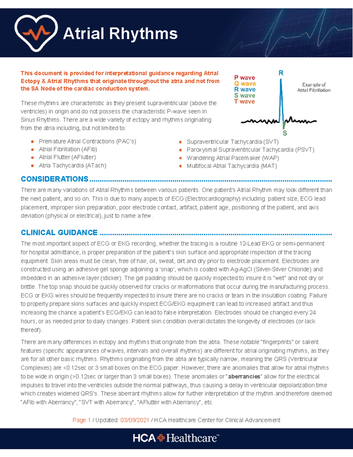 EKG - ECG explanation - Atrial Rhythms This document is provided for ...