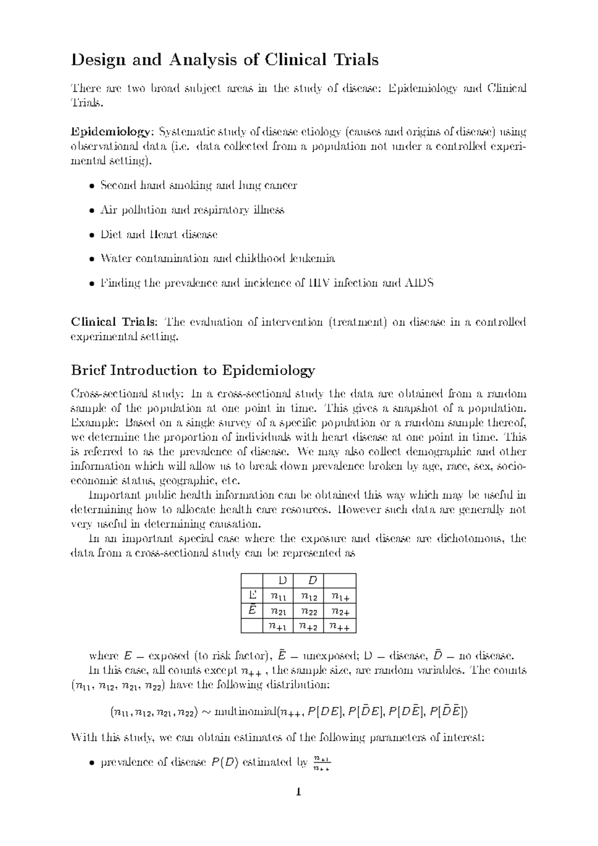 Biometry note - Design and Analysis of Clinical Trials There are two ...