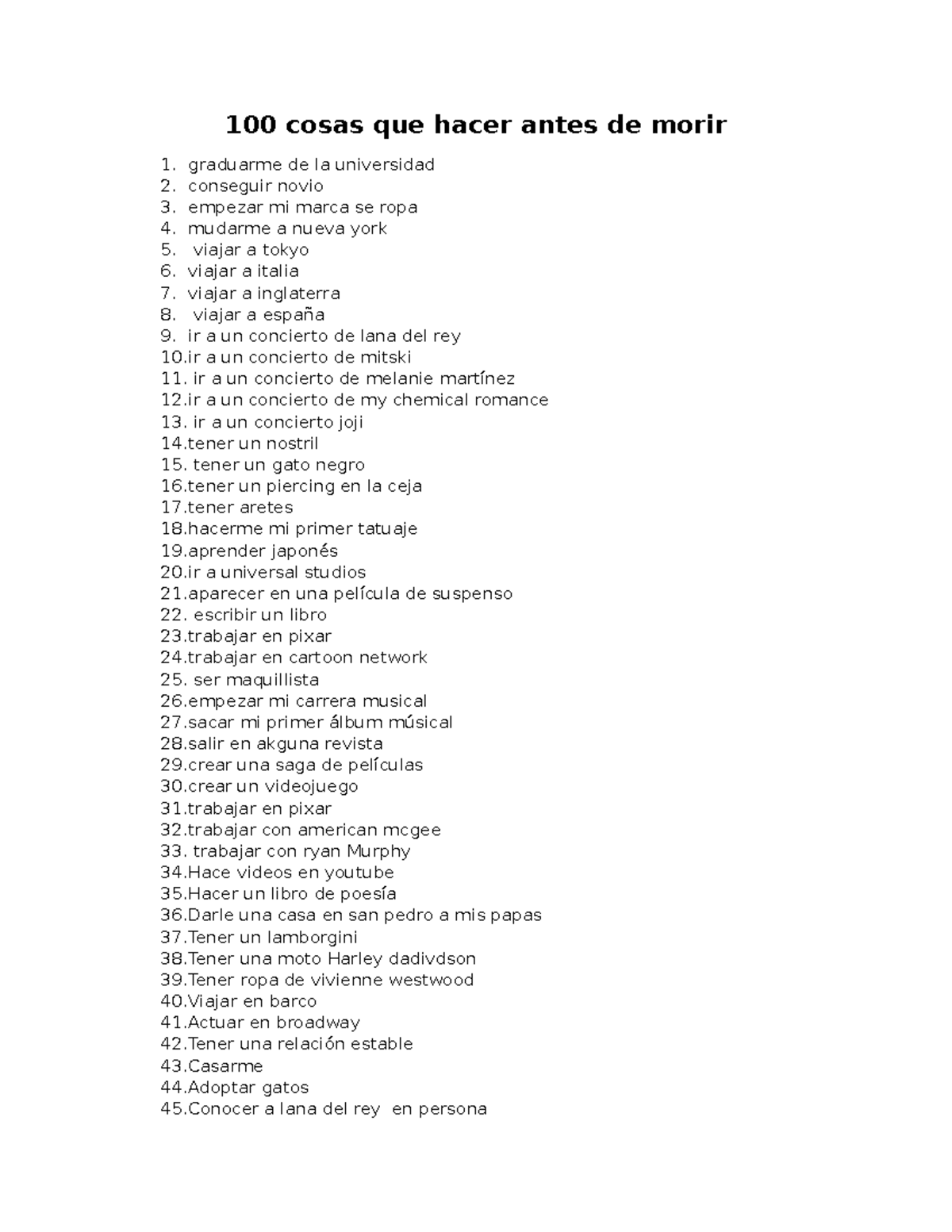 100 cosas que hacer antes de morir - Studocu