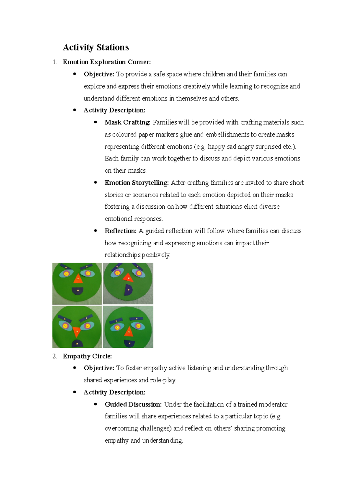 Activity Stations - activities to be done n a therapy session ...