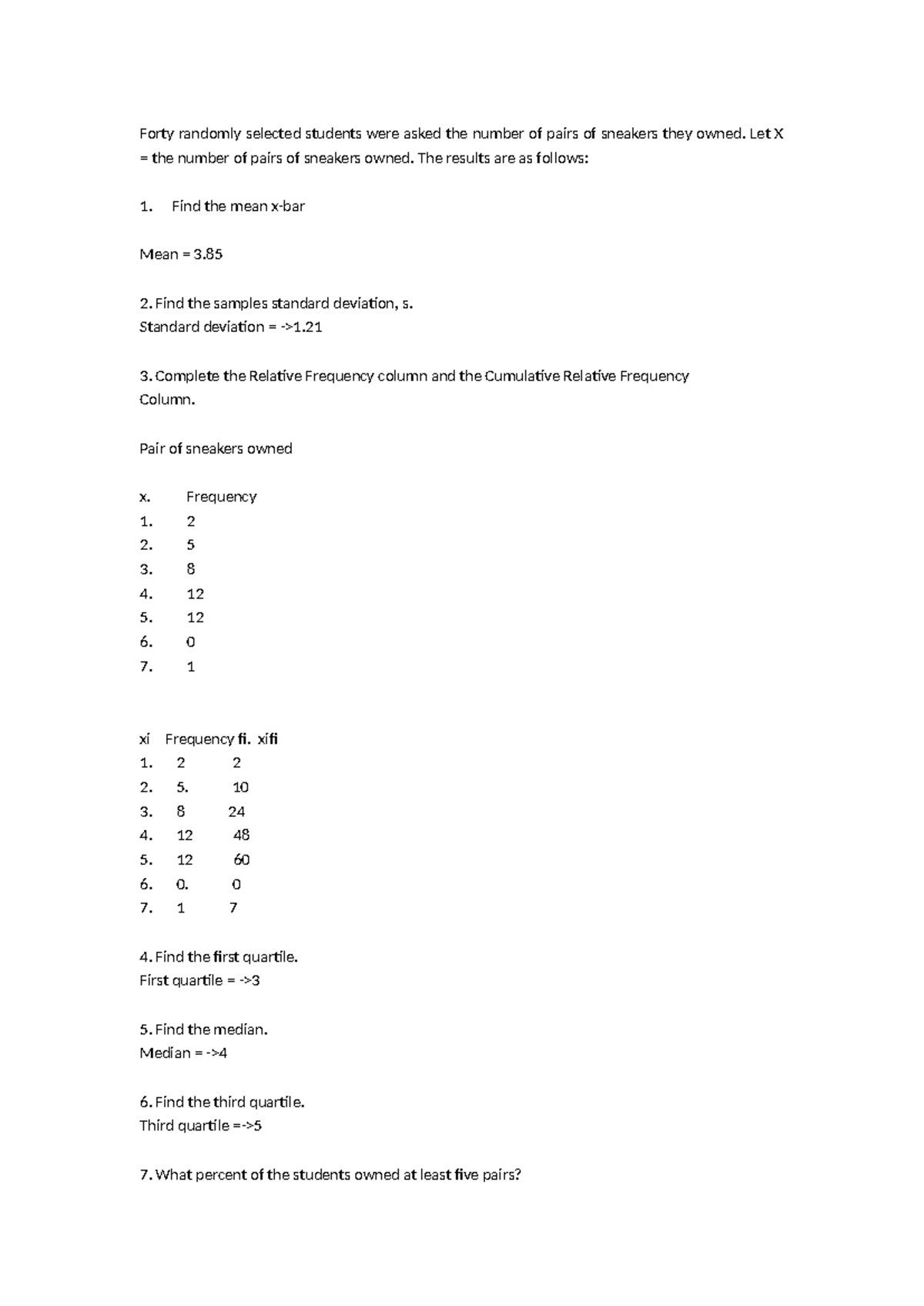 Math 1280 written assignment unit 2 - Forty randomly selected students ...