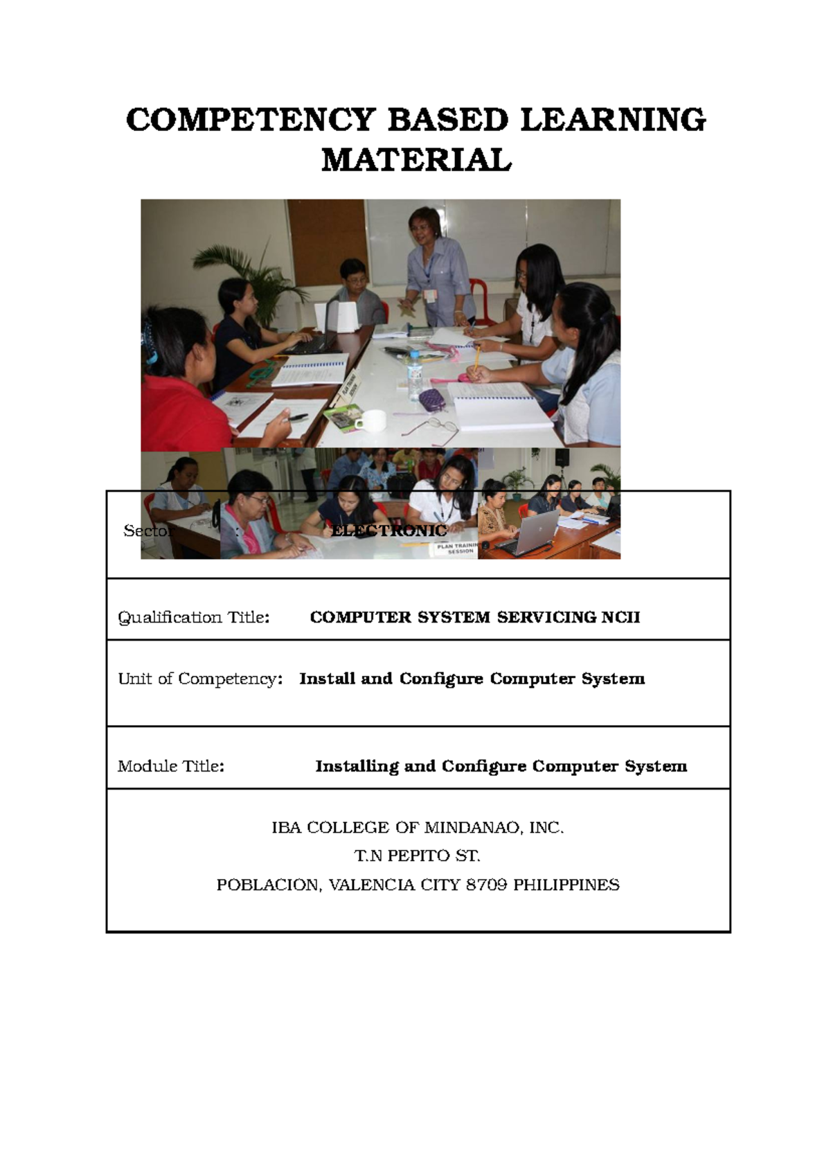 PLAN Training Sessions Daumar - COMPETENCY BASED LEARNING MATERIAL ...