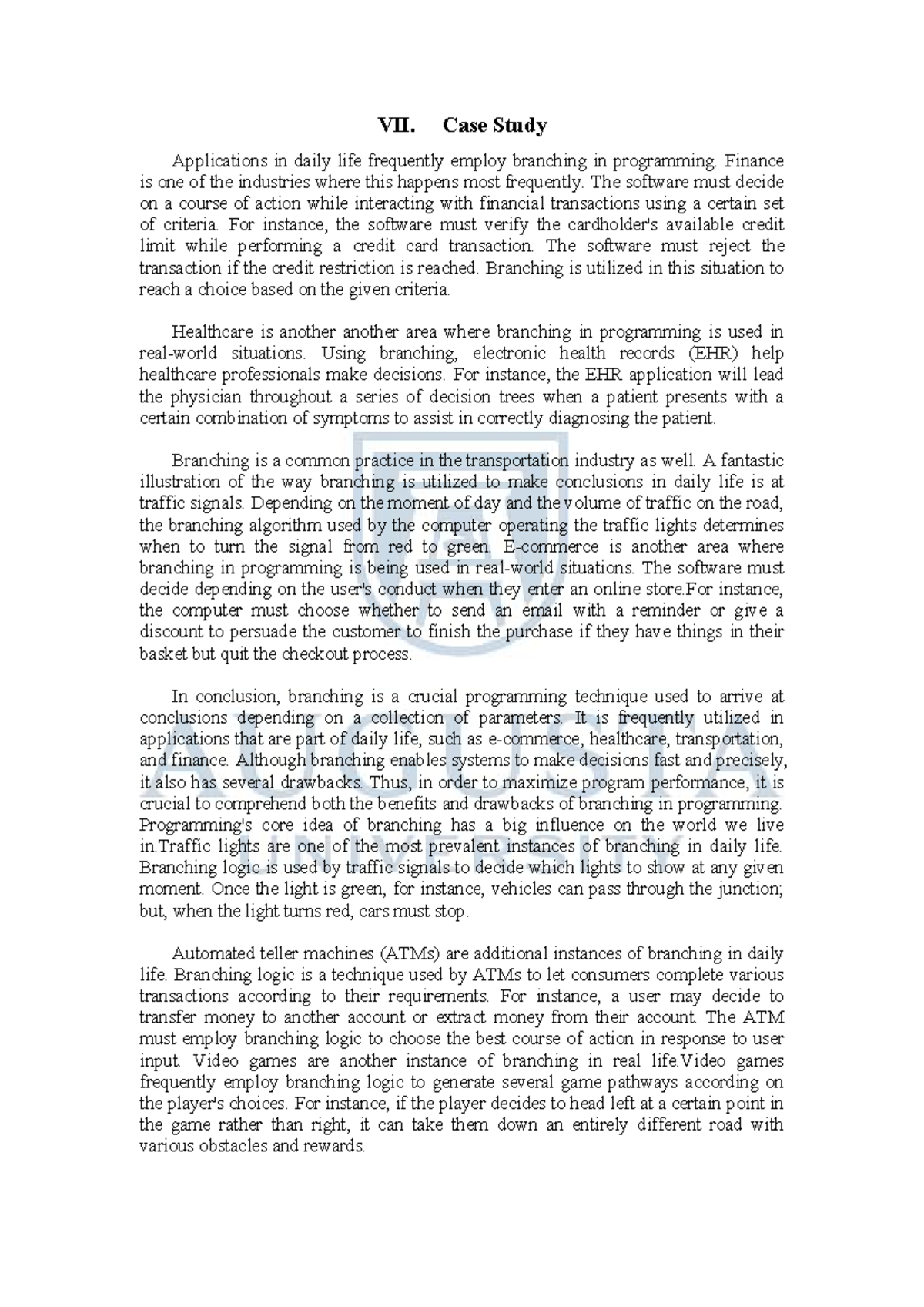 Chapter VII-IX Branching in Basic Program Structure - VII. Case Study ...