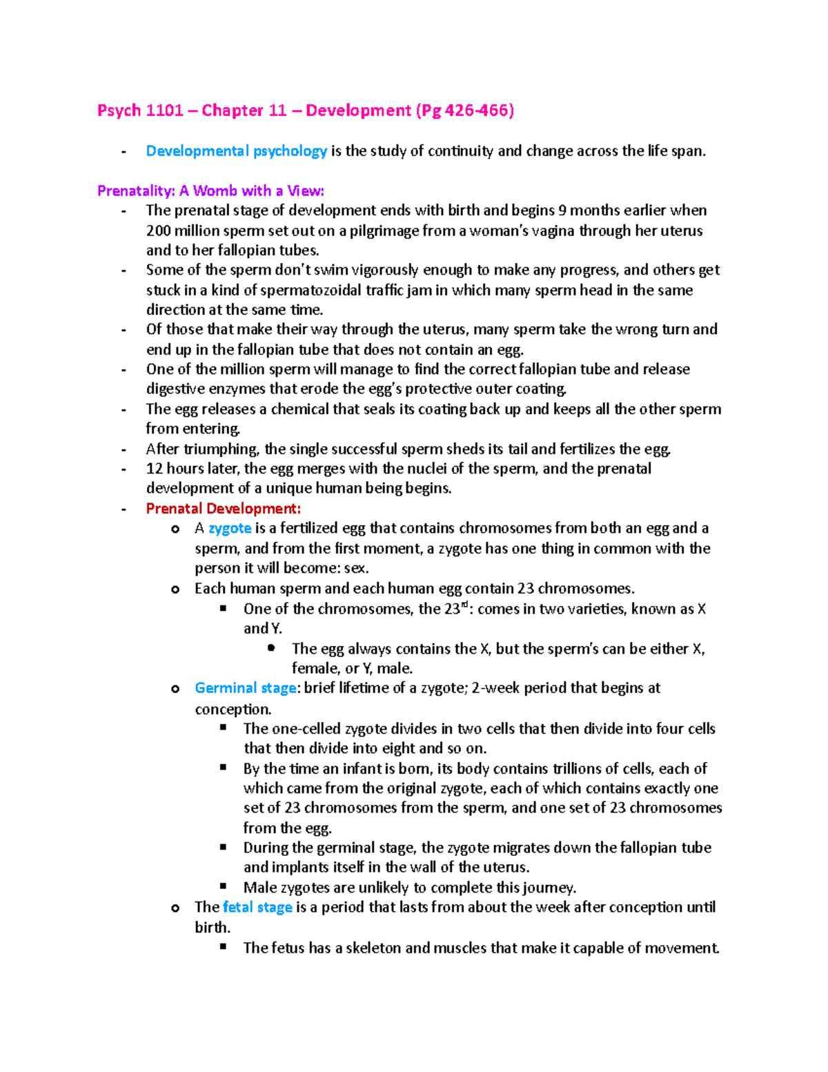 Chapter 11 Review - Psych 1101 – Chapter 11 – Development (Pg 426-466 ...