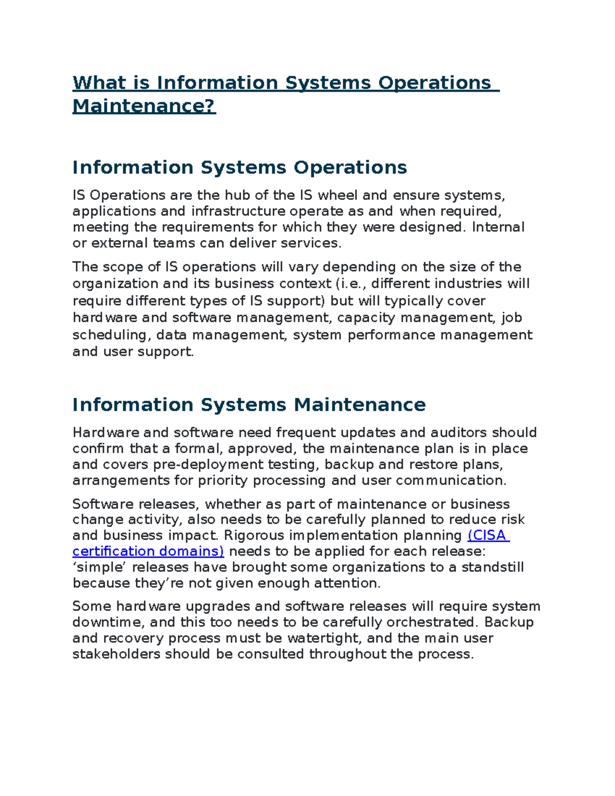 1 intro to Information Systems Operations Maintenance - What is ...