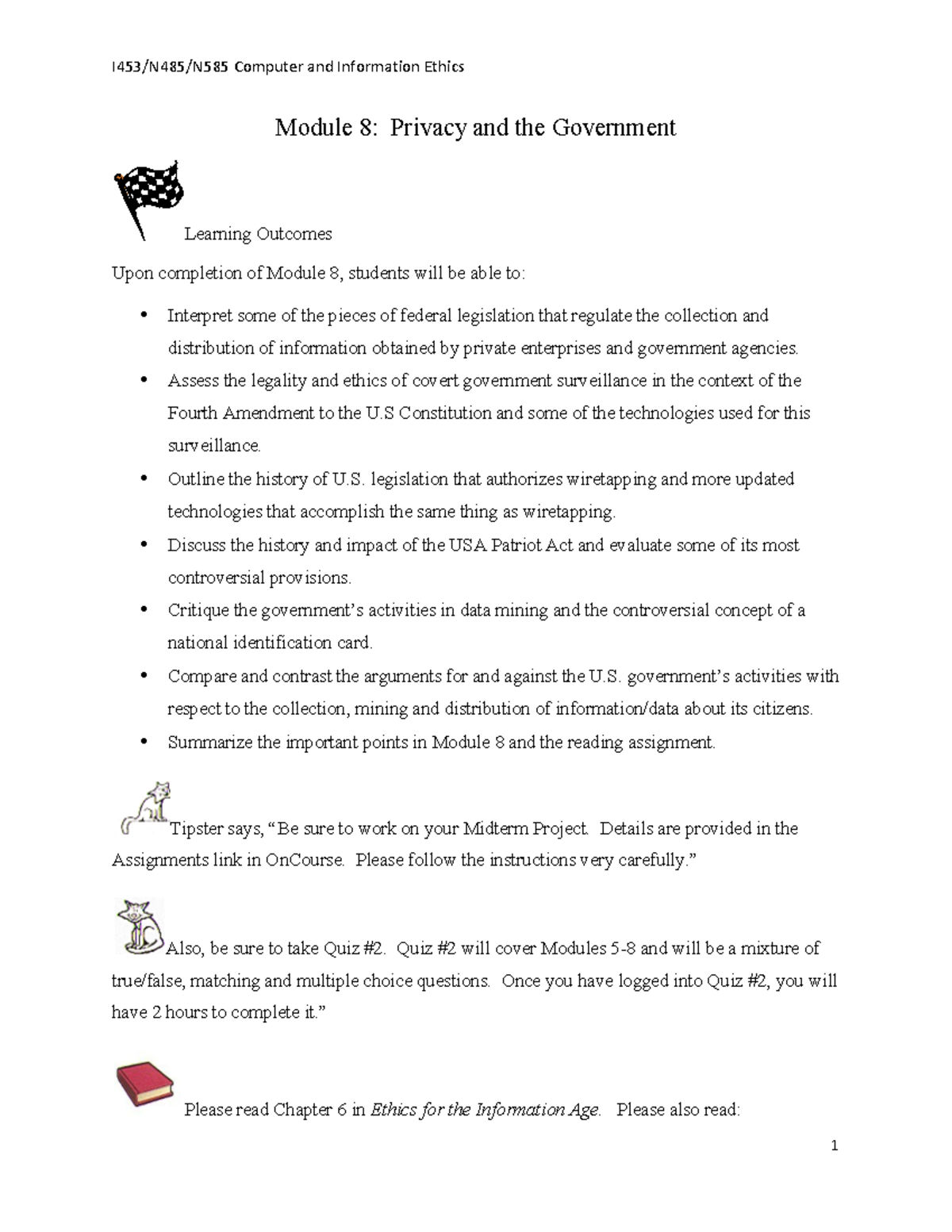 Module 8 - ठ⃚ 1ठ⃚ Module 8: Privacy and the Government Learning ...
