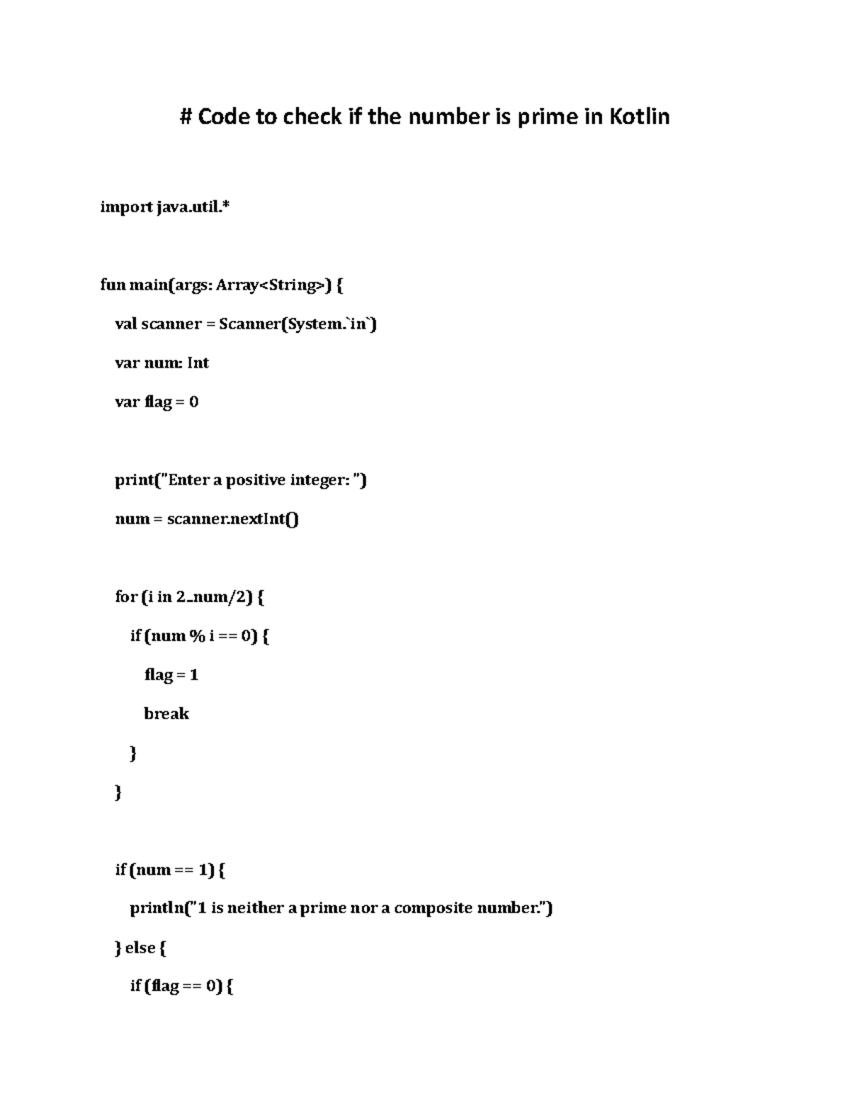 Kotlin Prime Using Kotlin To Check Prime Number Code To Check If The Number Is Prime In