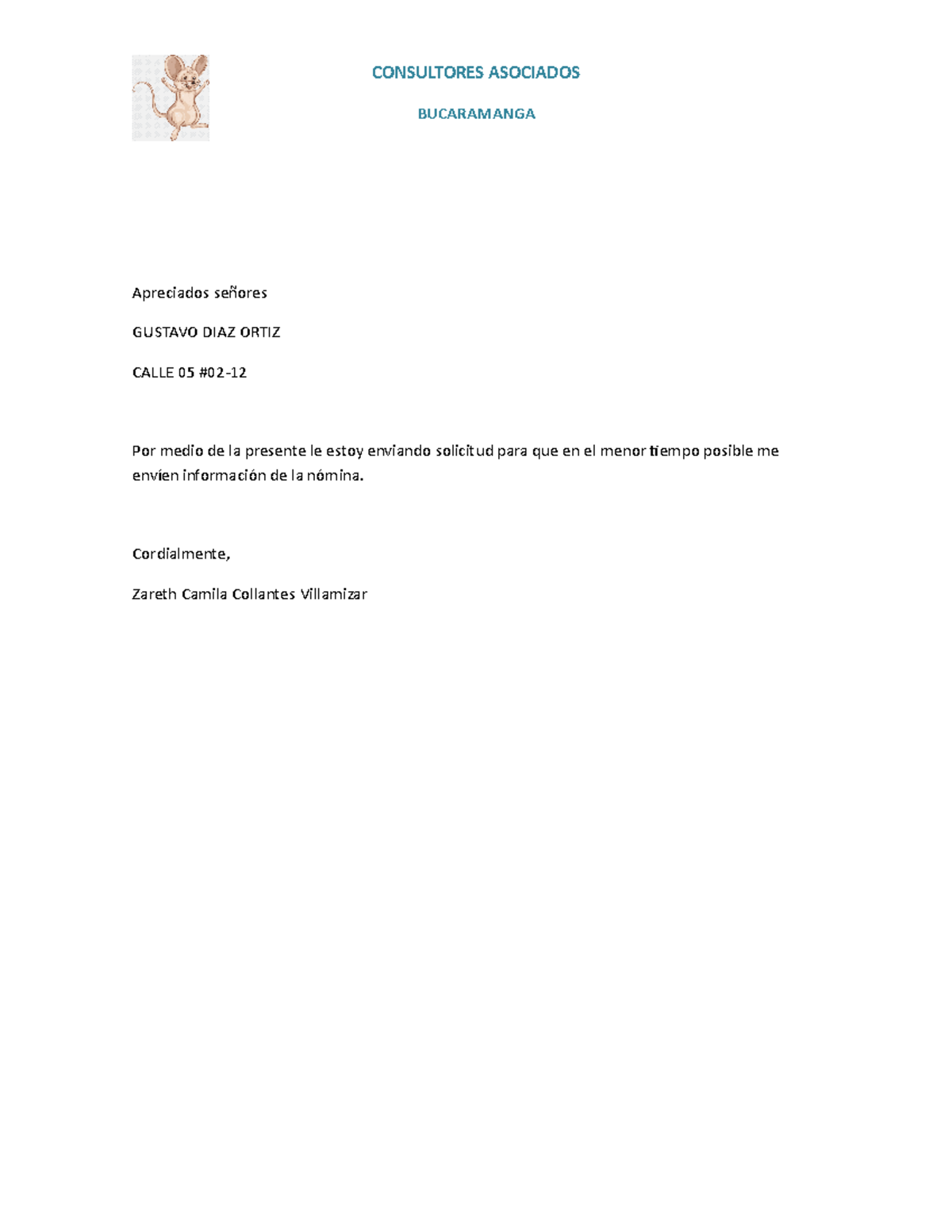 WORD 23 Cartas Camila - Apreciados señores GUSTAVO DIAZ ORTIZCALLE 05 ...