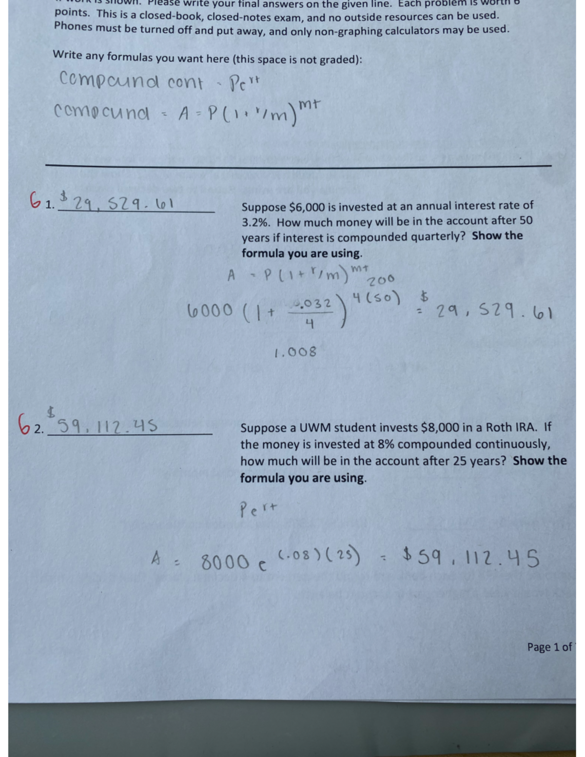 Math 208 exam 1 (1:7) - quantitative models for business Hayley Nathan ...
