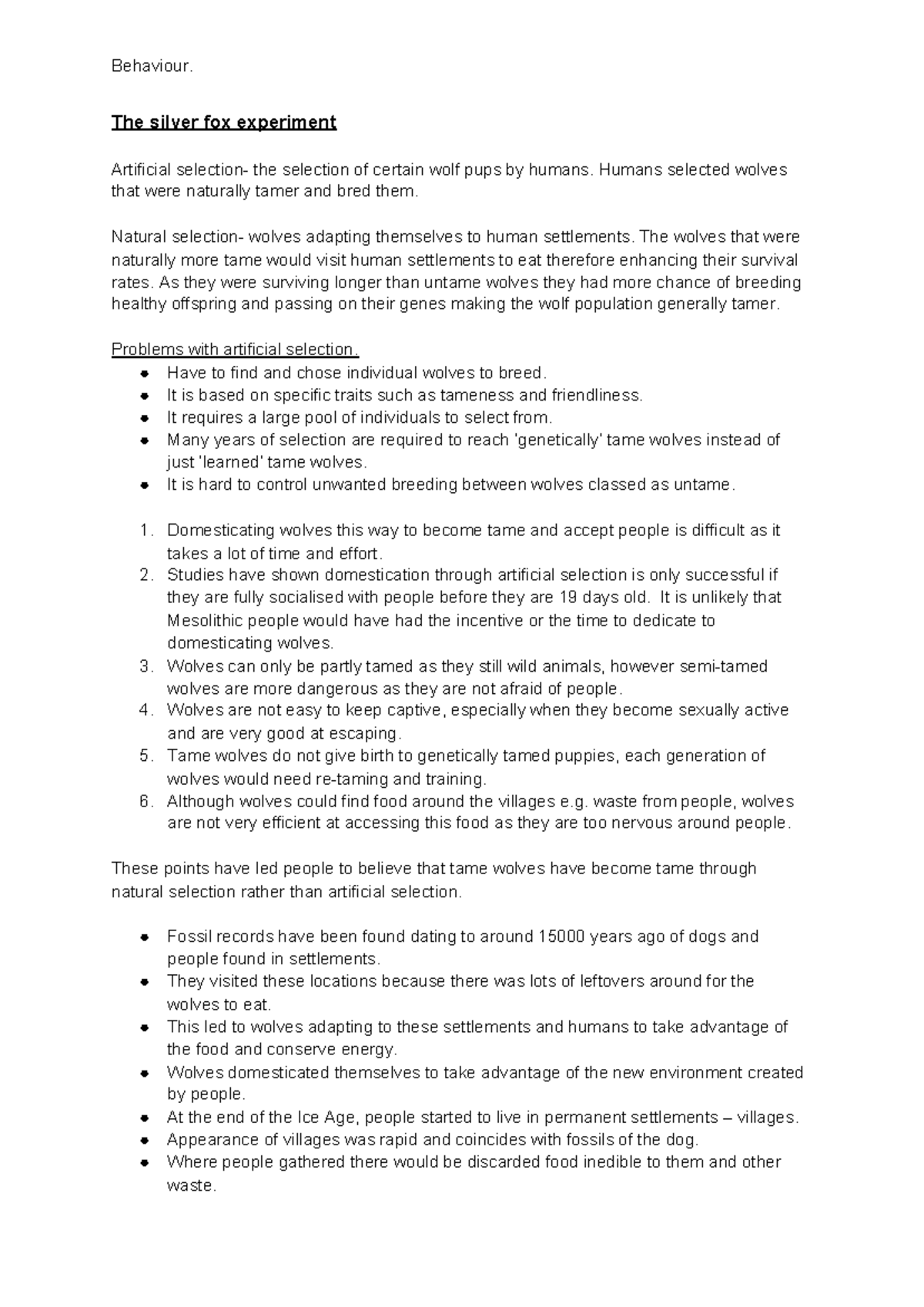 The silver fox experiment - The silver fox experiment Artificial ...