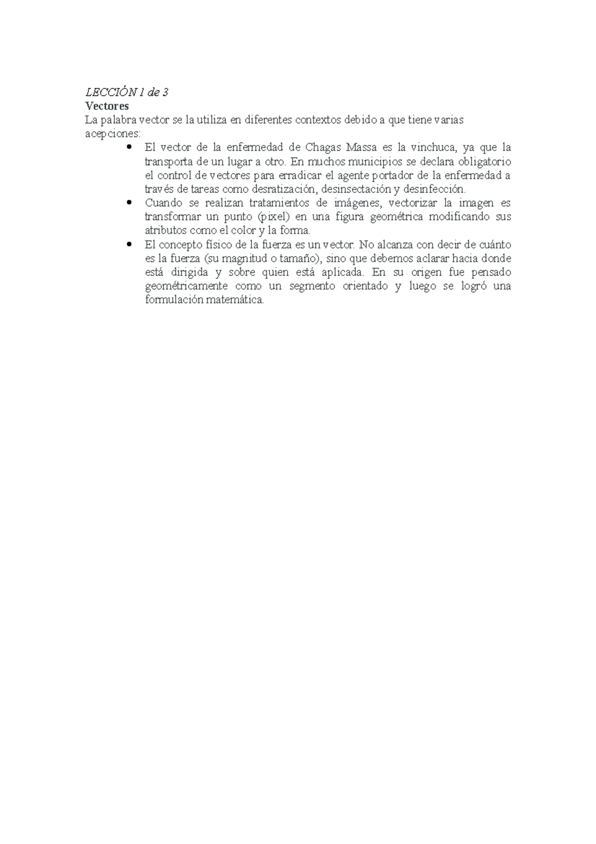 Vectores - apunte - LECCIÓN 1 de 3 Vectores La palabra vector se la ...