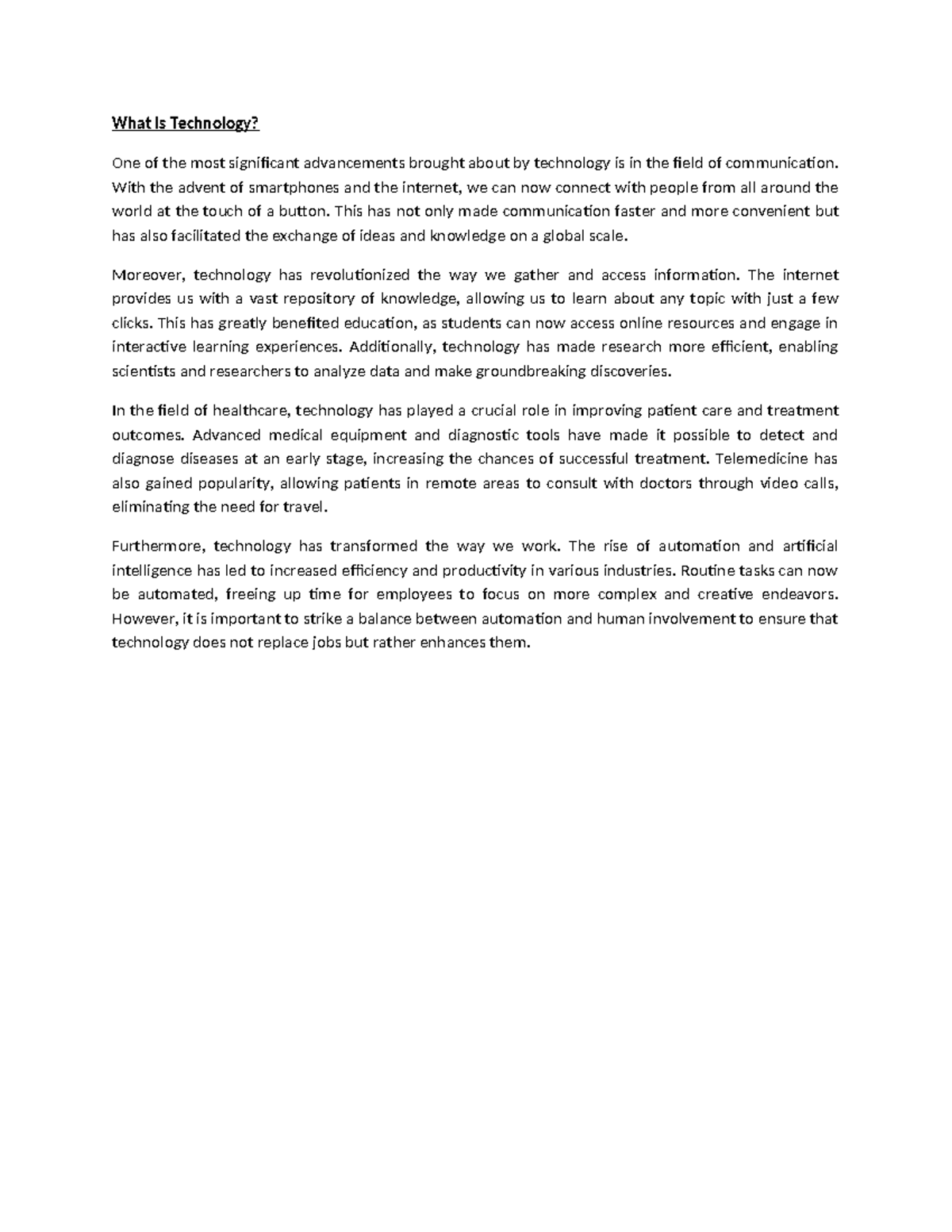 Essay What is Technology - What is Technology? One of the most ...