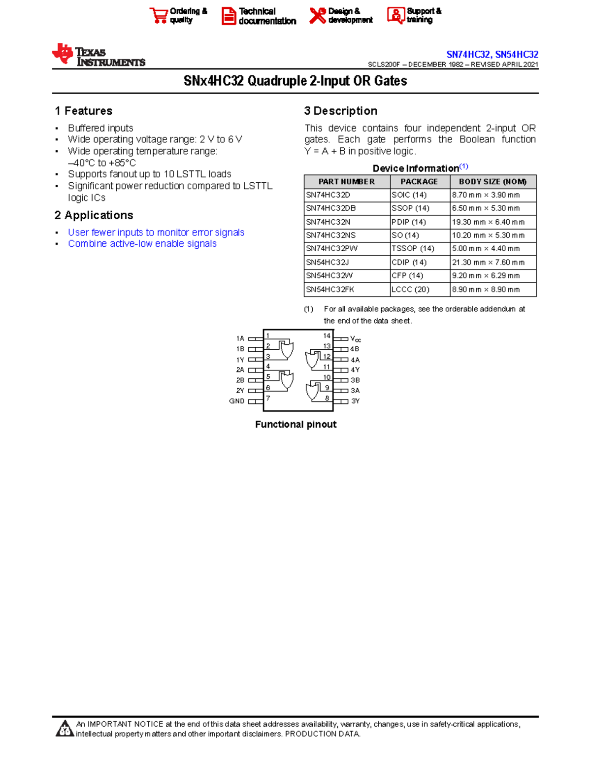 Sn74hc32 - Circuit Tutorial - SNx4HC32 Quadruple 2-Input OR Gates 1 ...