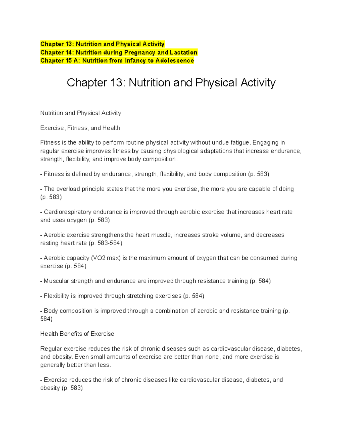 NUTR 100 CHP 13 - 15 - This document includes NUTR 100 - Chapter 13, 14 ...