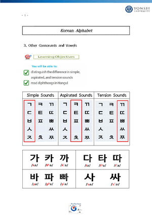 Korean Alphabet - Basic Consonants - KOREAN 1 - Korean Korean ...