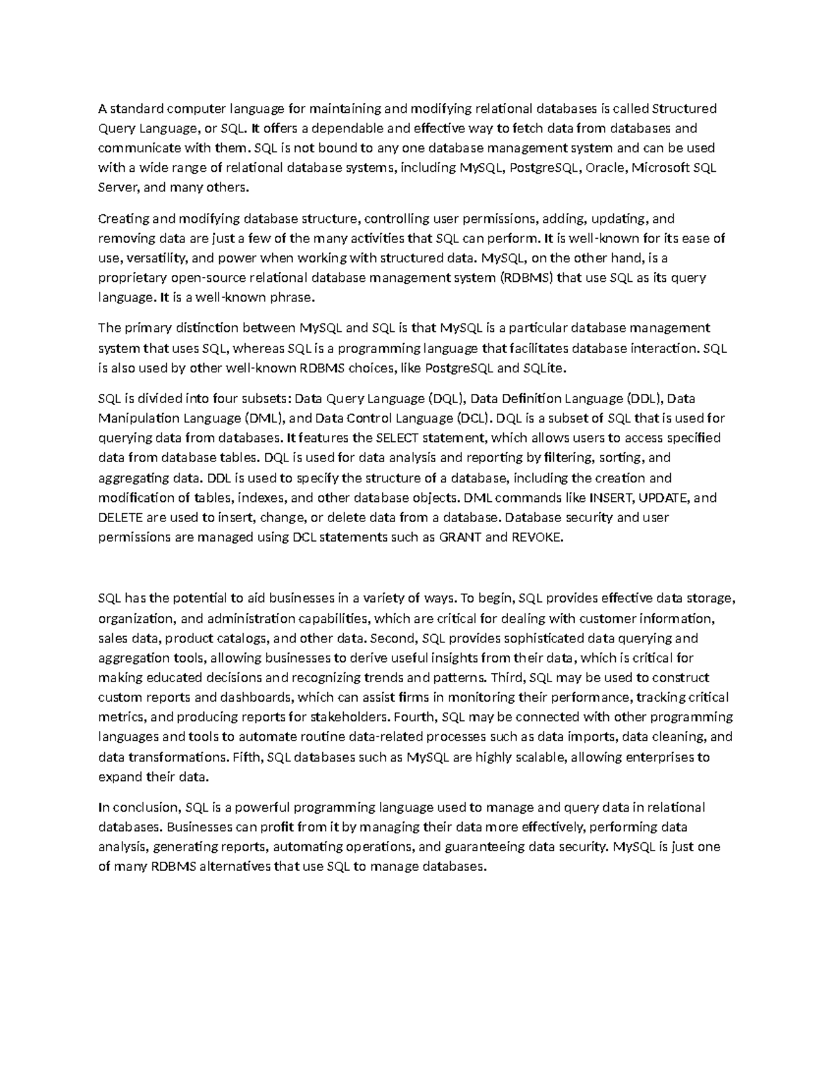 A Standard Computer Language For Maintaining And Modifying Relational Databases Is Called